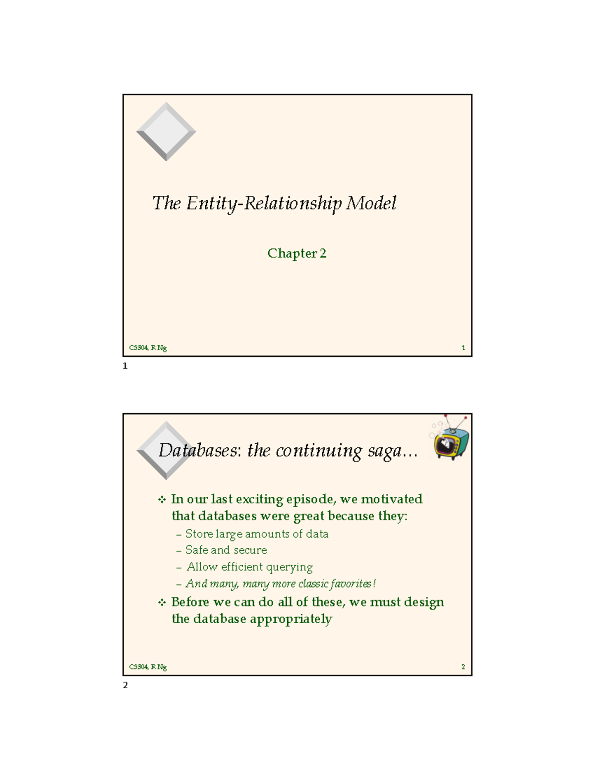 Chapter ER Diagrams - CS304, R Ng 1 The Entity-Relationship Model ...