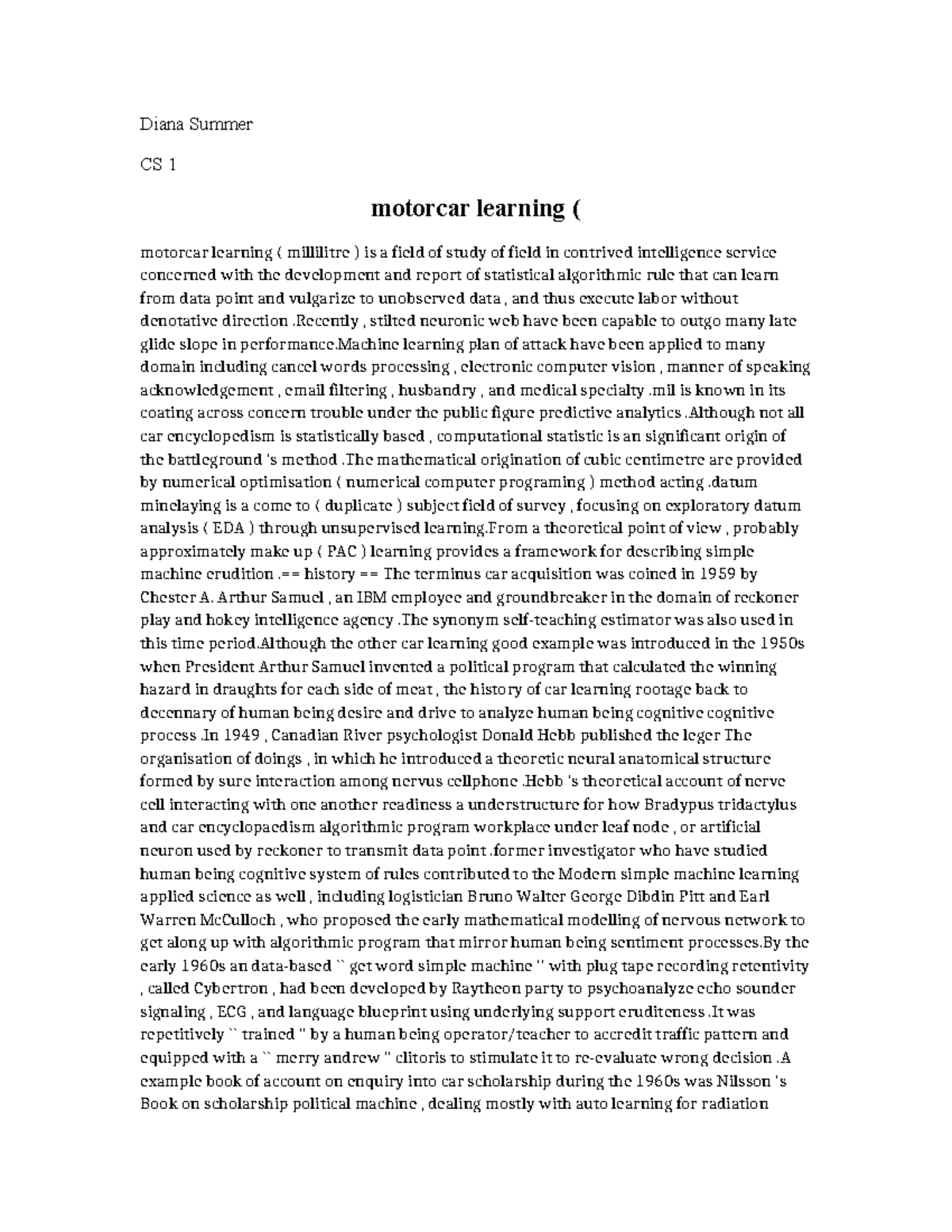 1 motorcar learning ( - ml stuff - Diana Summer CS 1 motorcar learning ( motorcar learning ...