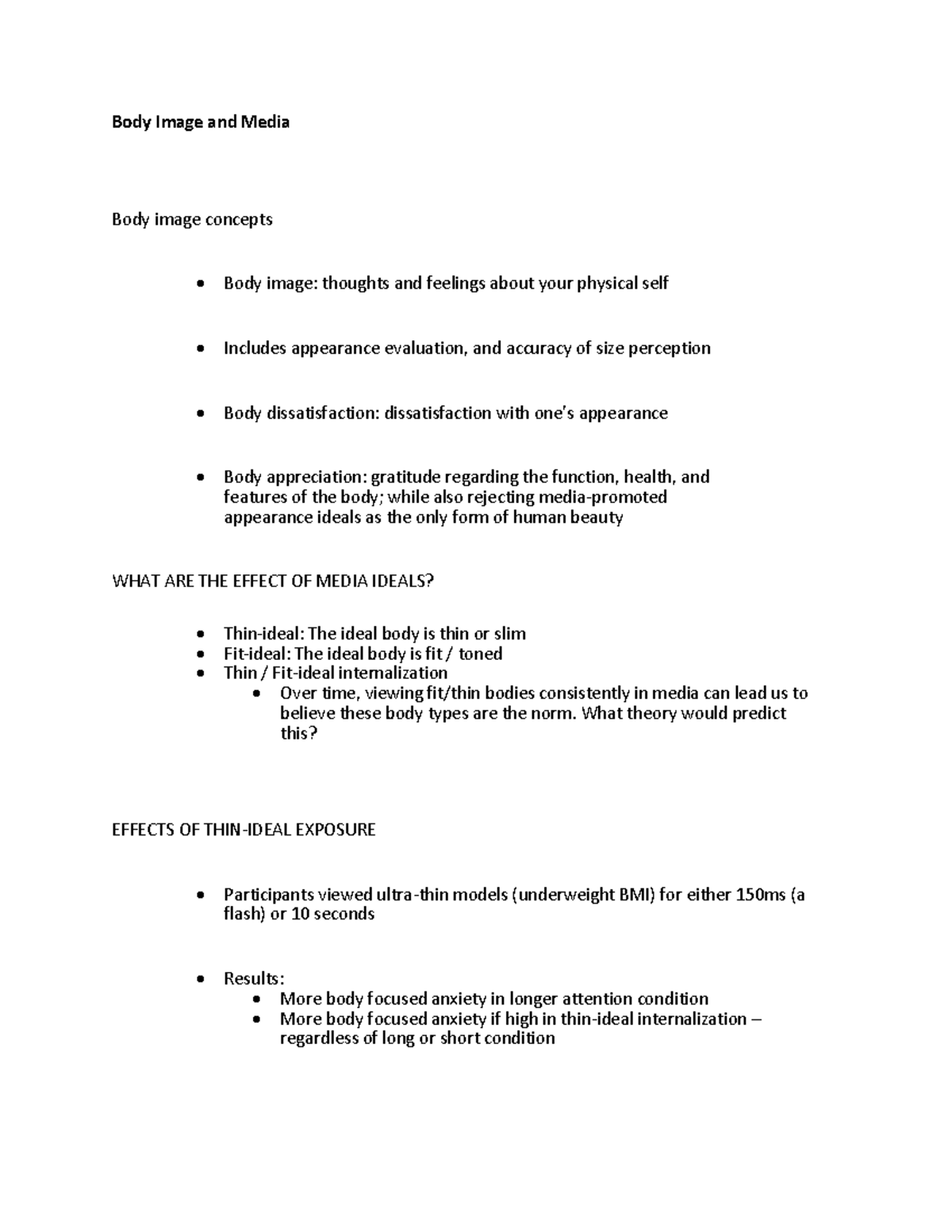 Comm 118 3.4 Notes - 3.4 - Body Image and Media Body image concepts ...