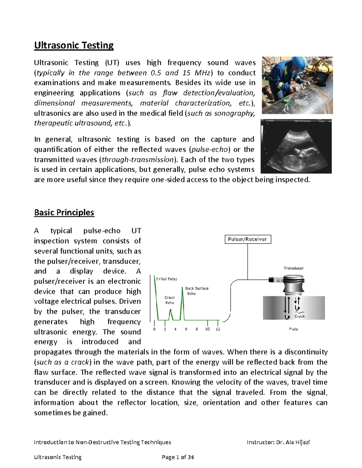 Ultrasonic Testing - Mechanical engineering - Introduction to Non ...