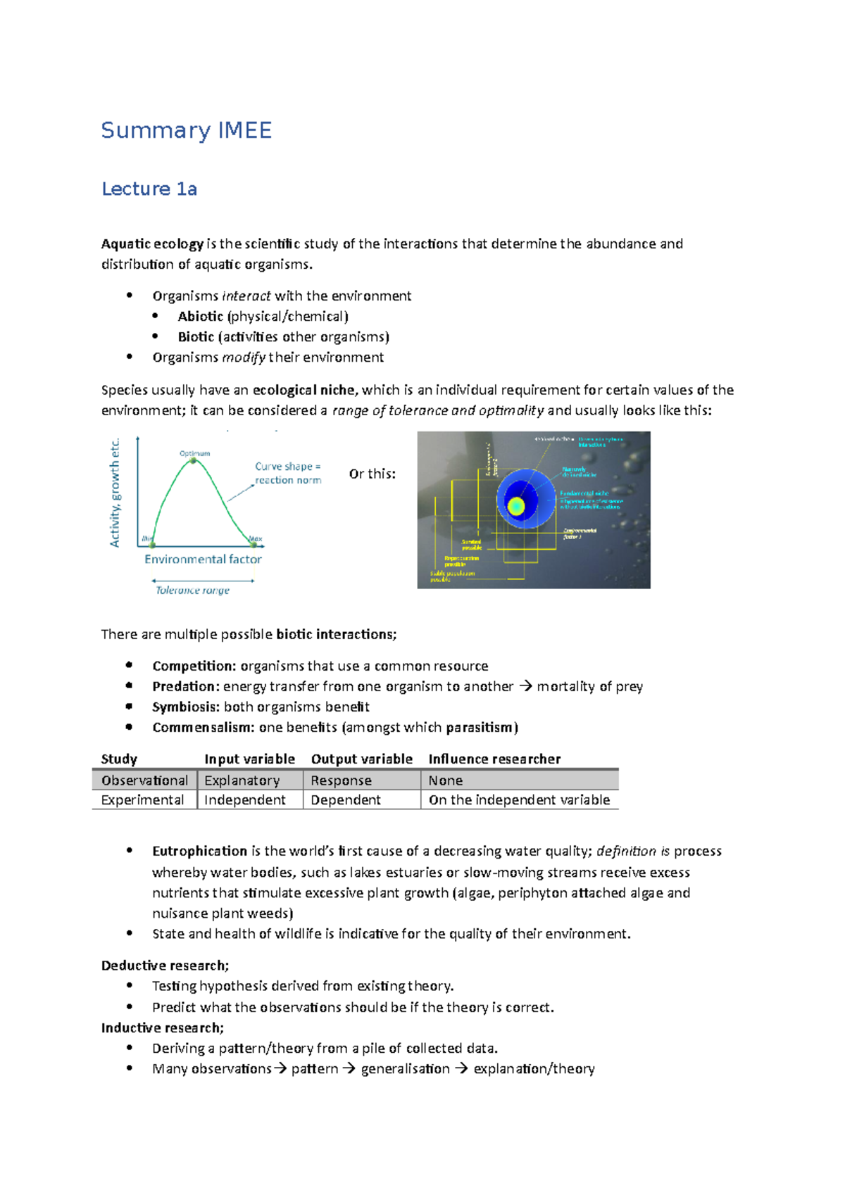 Summary lecture 1a-15 and tutorial 3 (introduction to marine and ...