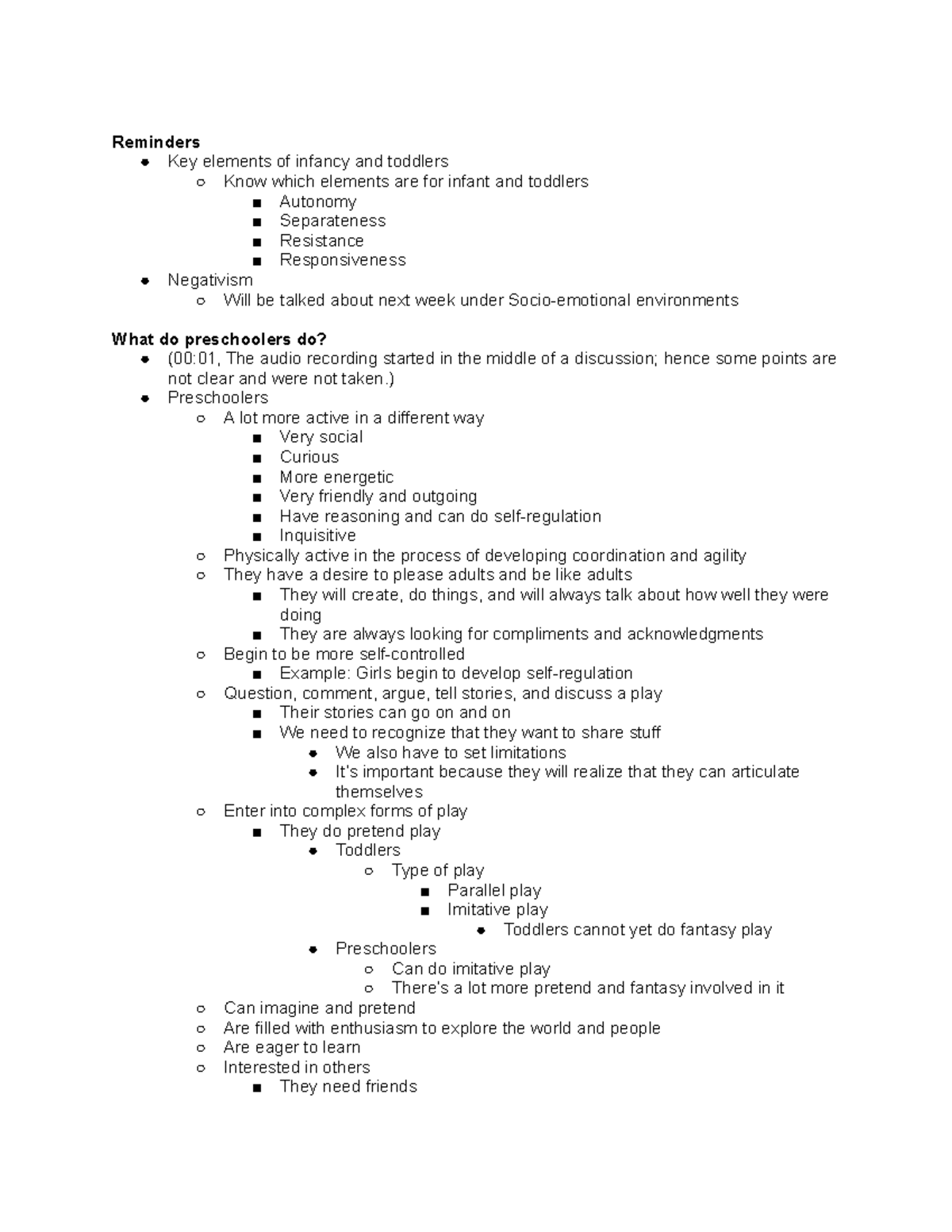 Foundations of ECE Week 5 Class 10 Preschool and Schoolage DA ...