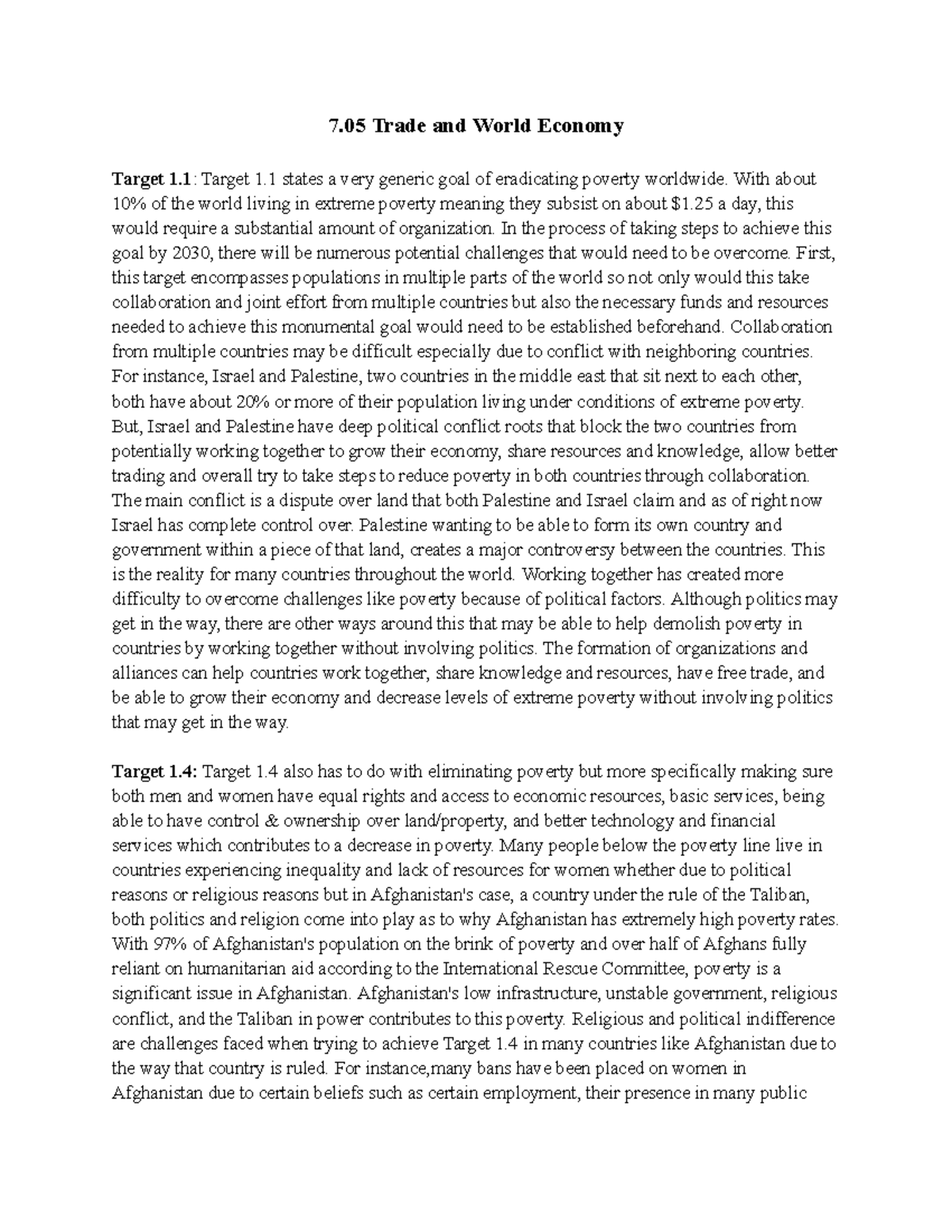 7.05 AP Human Geo - FLVS - 7 Trade and World Economy Target 1: Target 1 ...