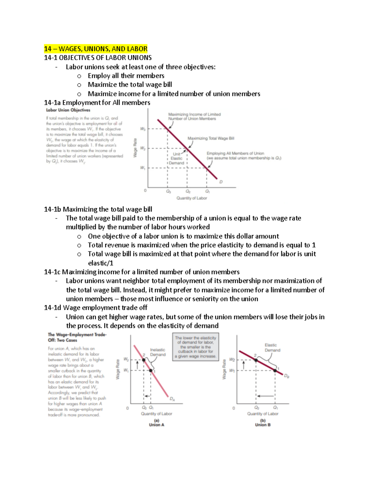 Microsoft Word - econ ch 14 notes - 14 – WAGES, UNIONS, AND LABOR 14-1 ...