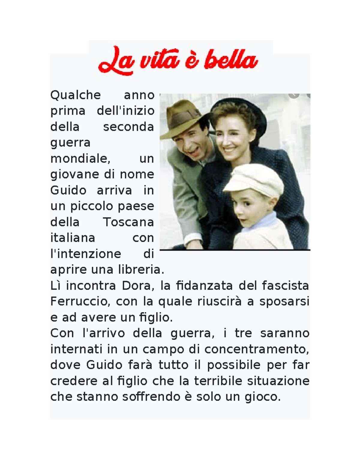 La vita e bella- film - Apuntes sobre métodos de enseñanza - Qualche ...