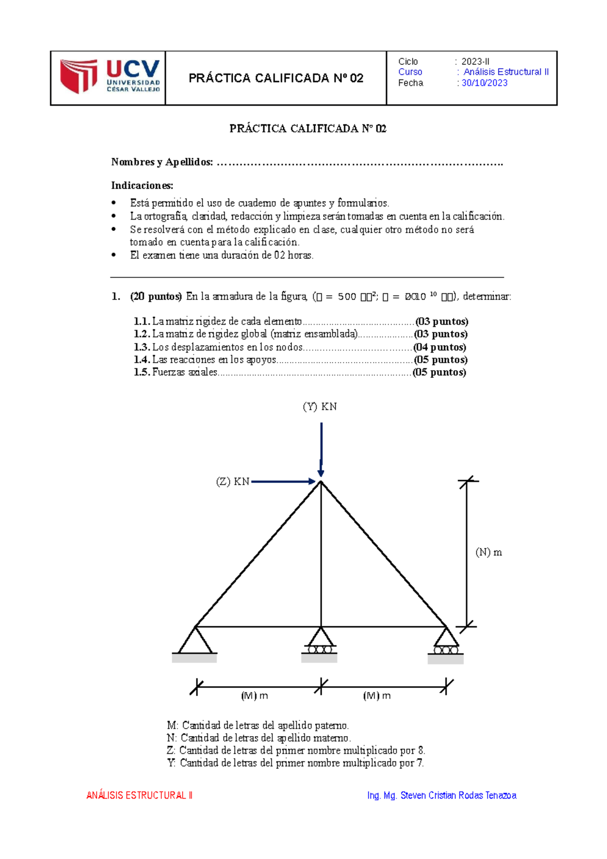 Práctica calificada Nº02 C1 - copia - (M) m (M) m PRÁCTICA CALIFICADA ...