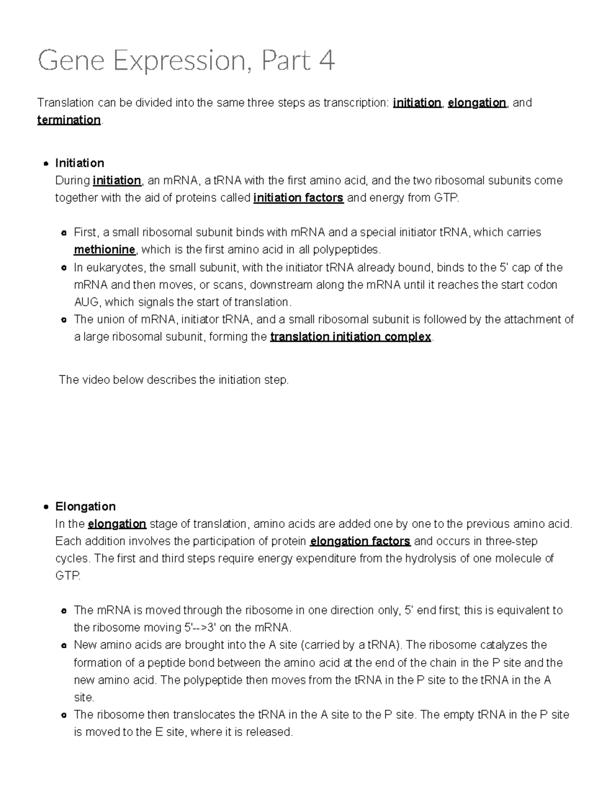 Gene Expression, Part 4 Gen Biology Intro to the Cell - Spring 2019 ...
