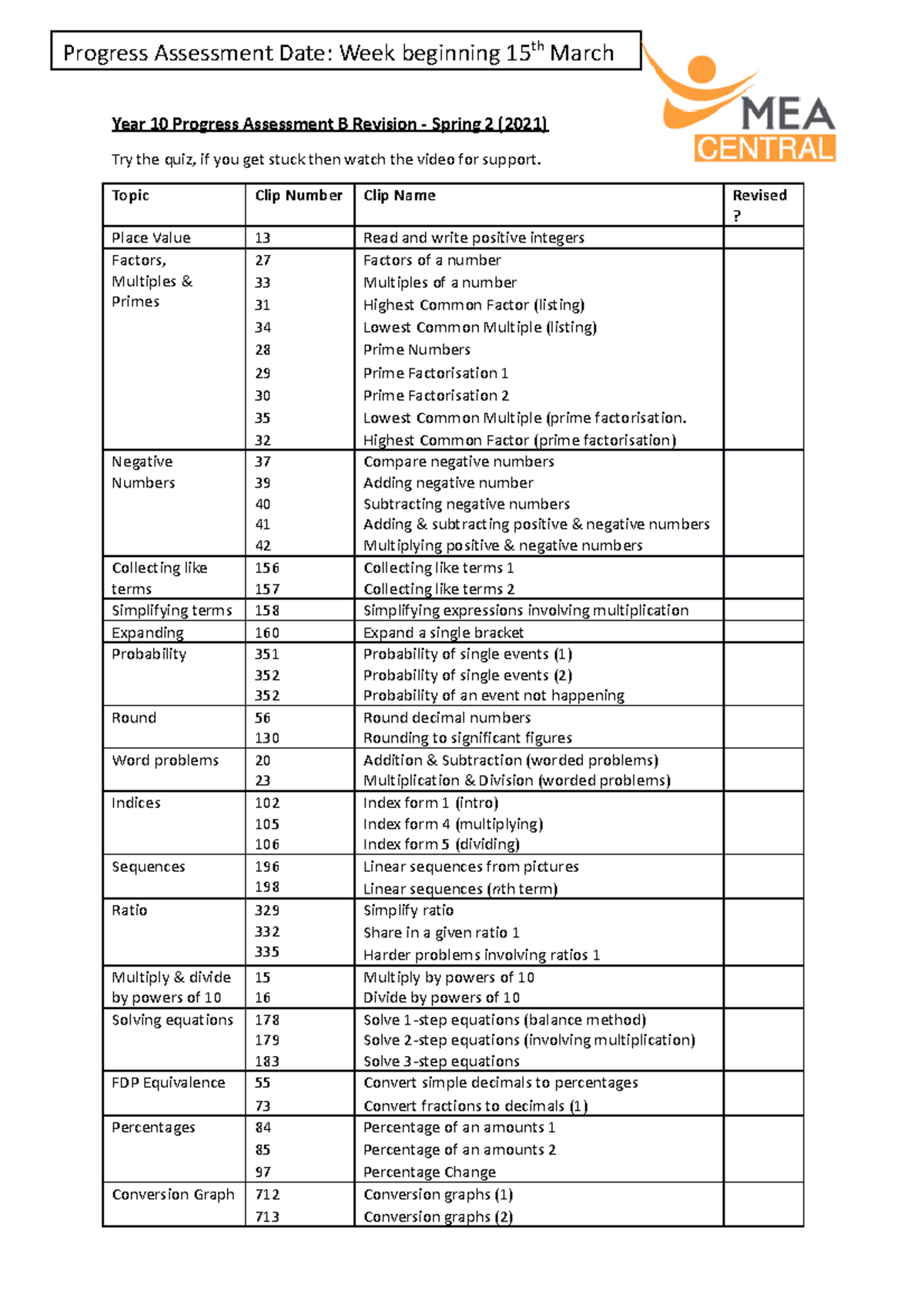 Big Test Revision Year 10 Paper B Spring 2 (2020-2021) - Year 10 ...