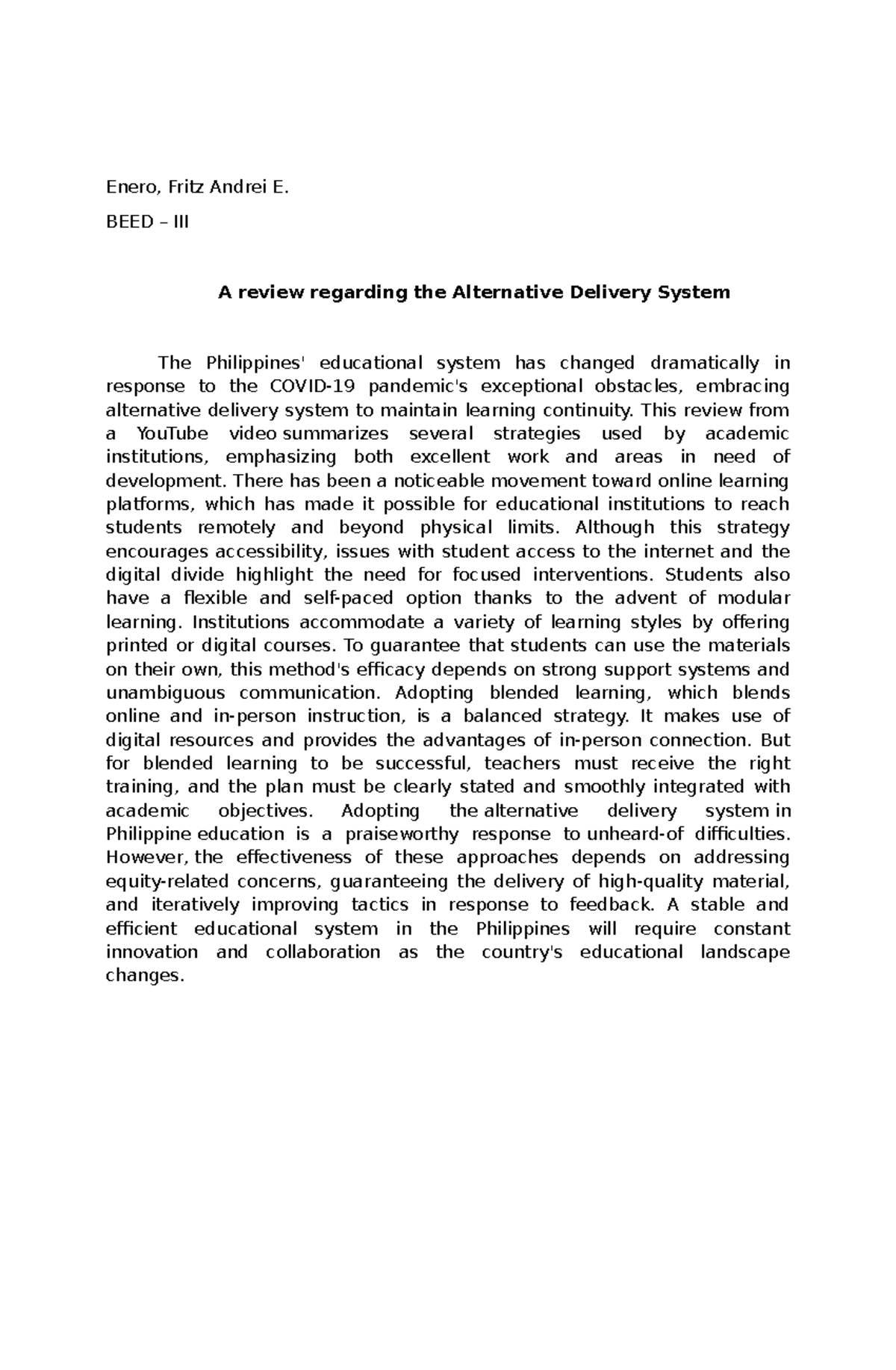 Action Plan Special Program: Melodies of Strength - Enero, Fritz Andrei ...