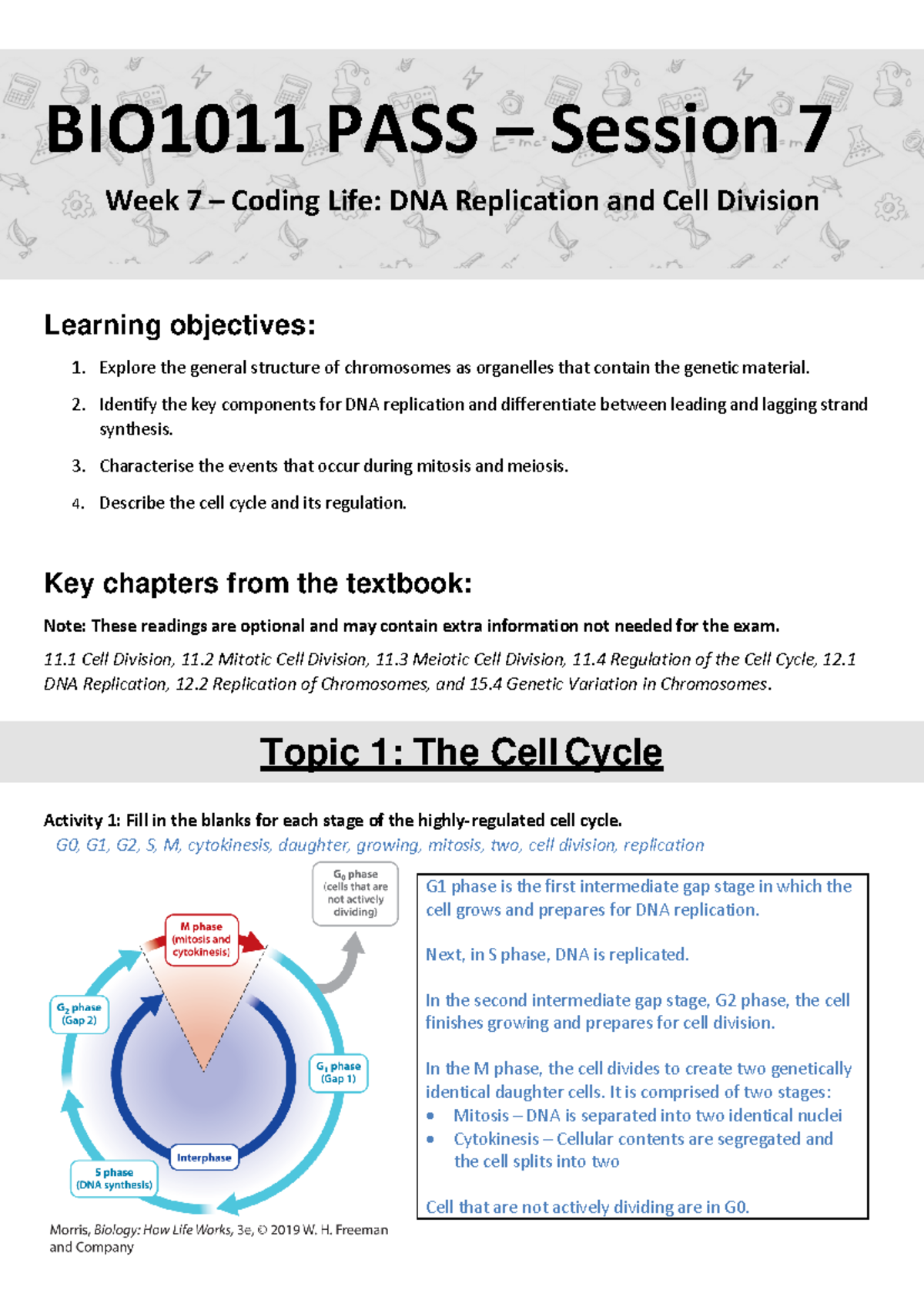 BIO1011 PASS 2022 - Session 7 Worksheet - Answers - BIO1011 PASS – Session 7 Week 7 – Coding ...