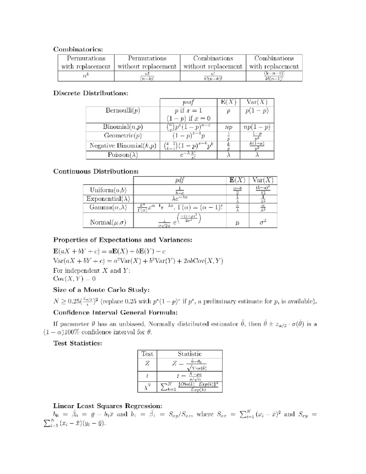 Final Exam Cheat Sheet - Discrete Computational Structures - Pooled Sample Variance: - Studocu