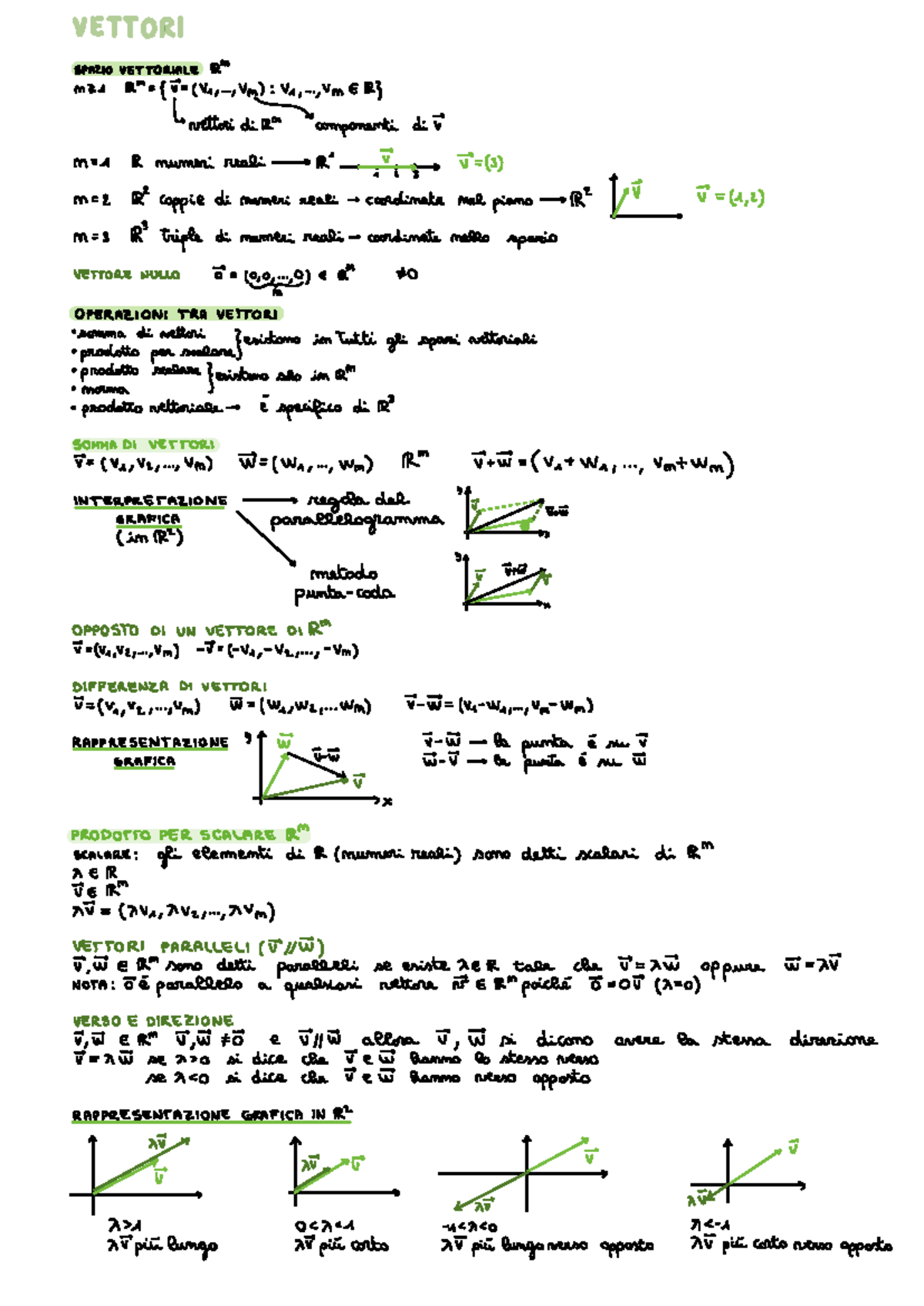 Algebra - VETTORI SPAZIO VETTORIALE RM m31 Vm) : V1, vettori di RR ...