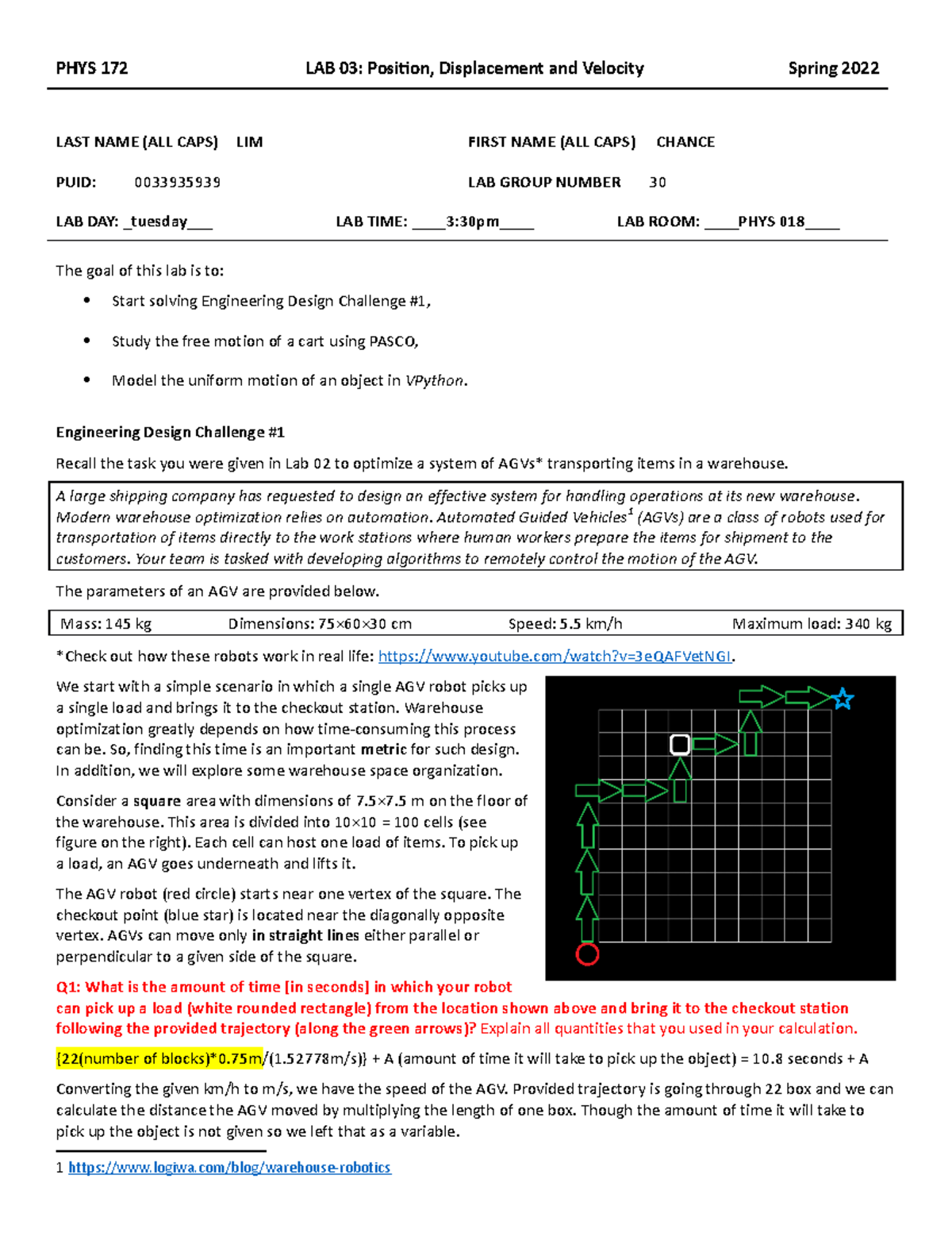 Phys172-S22-Lab03 - Lab report - PHYS 17200 - Purdue - Studocu