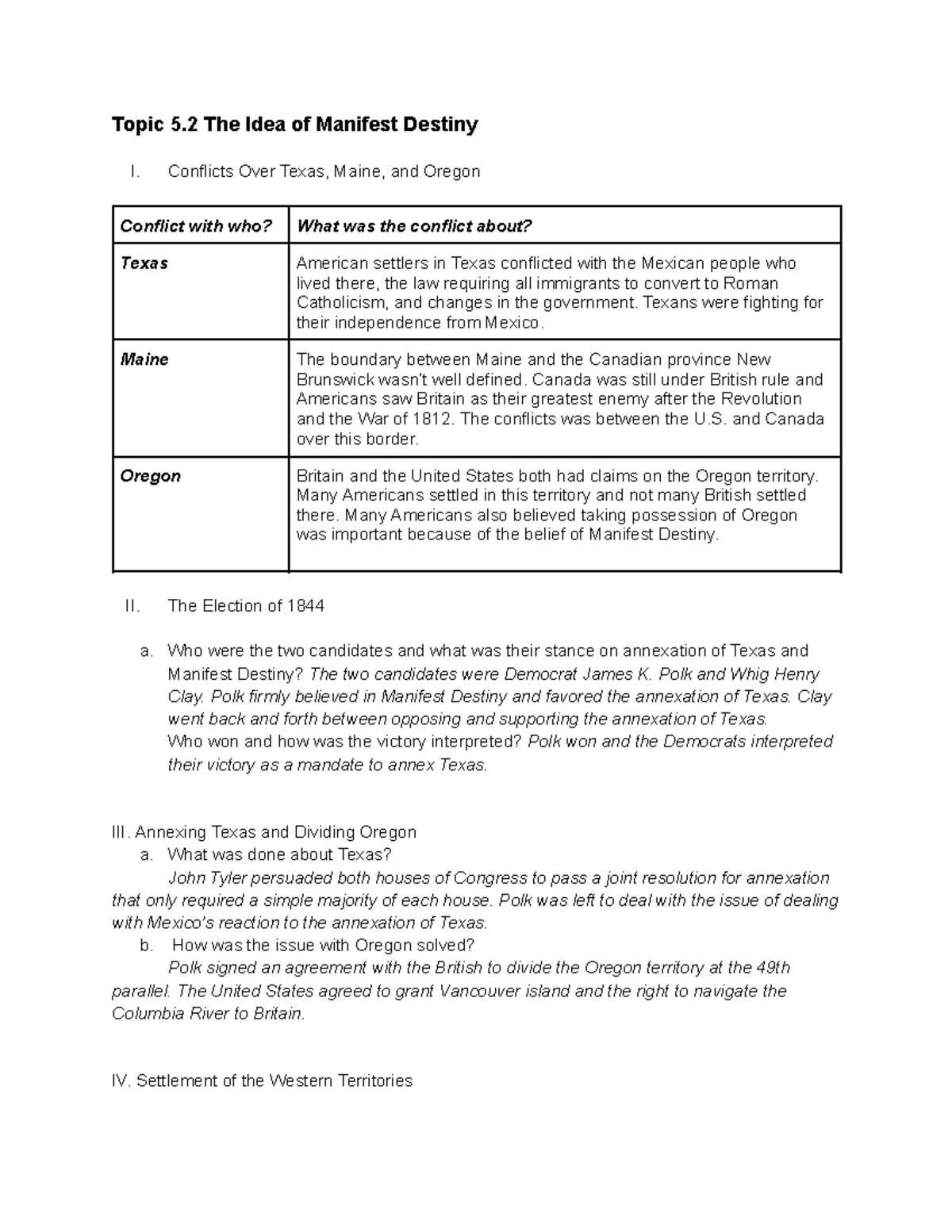 Topic 5.2 The Idea of Manifest Destiny - Topic 5 The Idea of Manifest ...