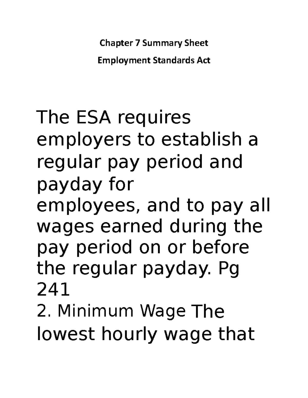 Employment Law Chapter 7 Summary Sheet - jamy - Chapter 7 Summary Sheet ...