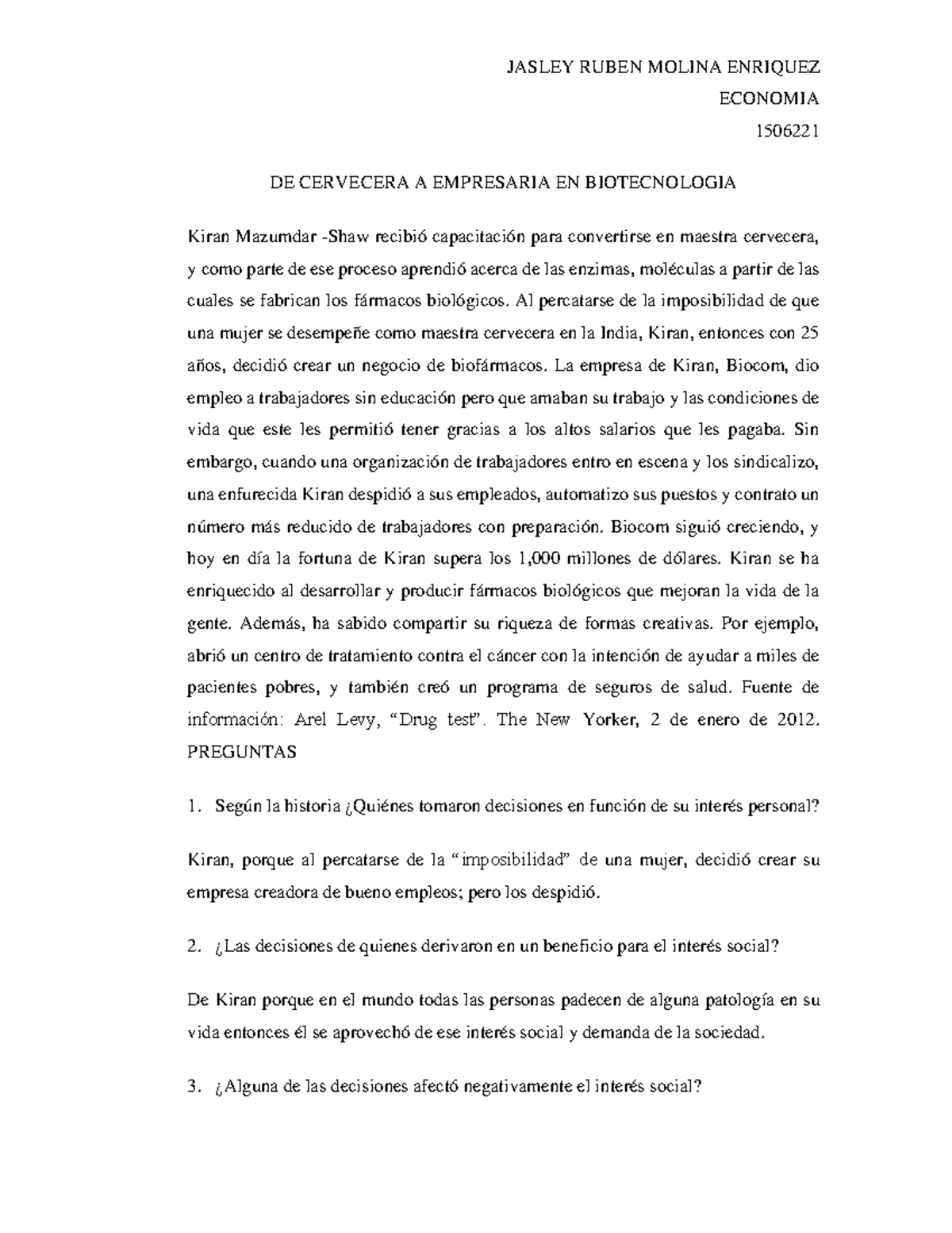 CASO Sobre Interes Social E Interes Personal - JASLEY RUBEN MOLINA ...