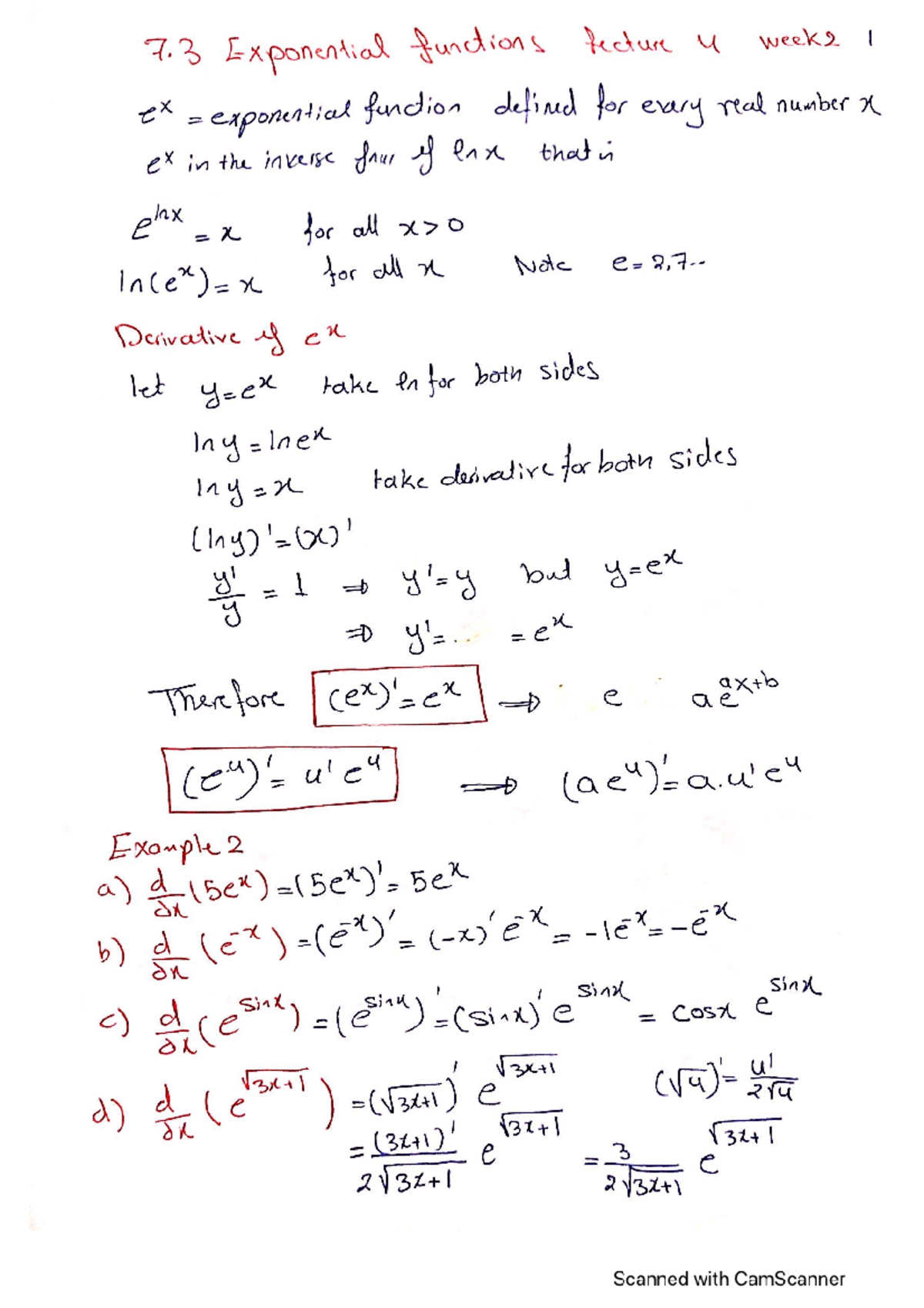 M210-Exponential fun. lec - Calculus II - Studocu