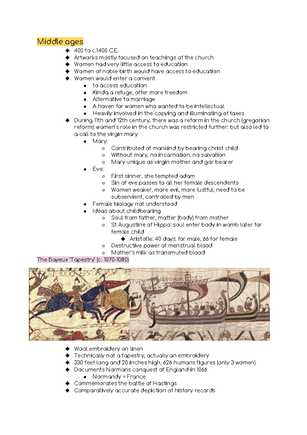 Women artists lecture notes - Middle ages 400 to c C. Artworks mostly ...