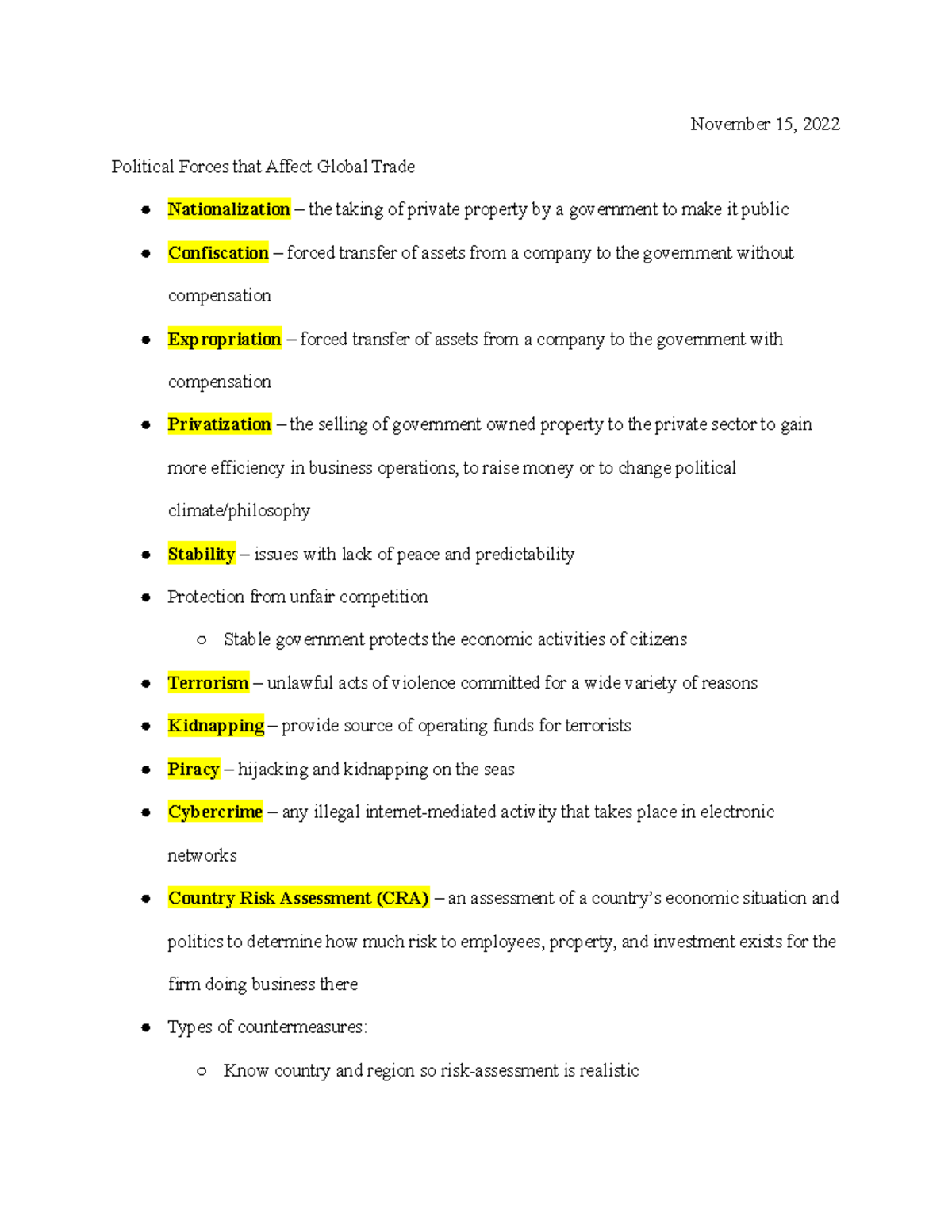 M5 Political Forces that Affect Global Trade - November 15, 2022 ...
