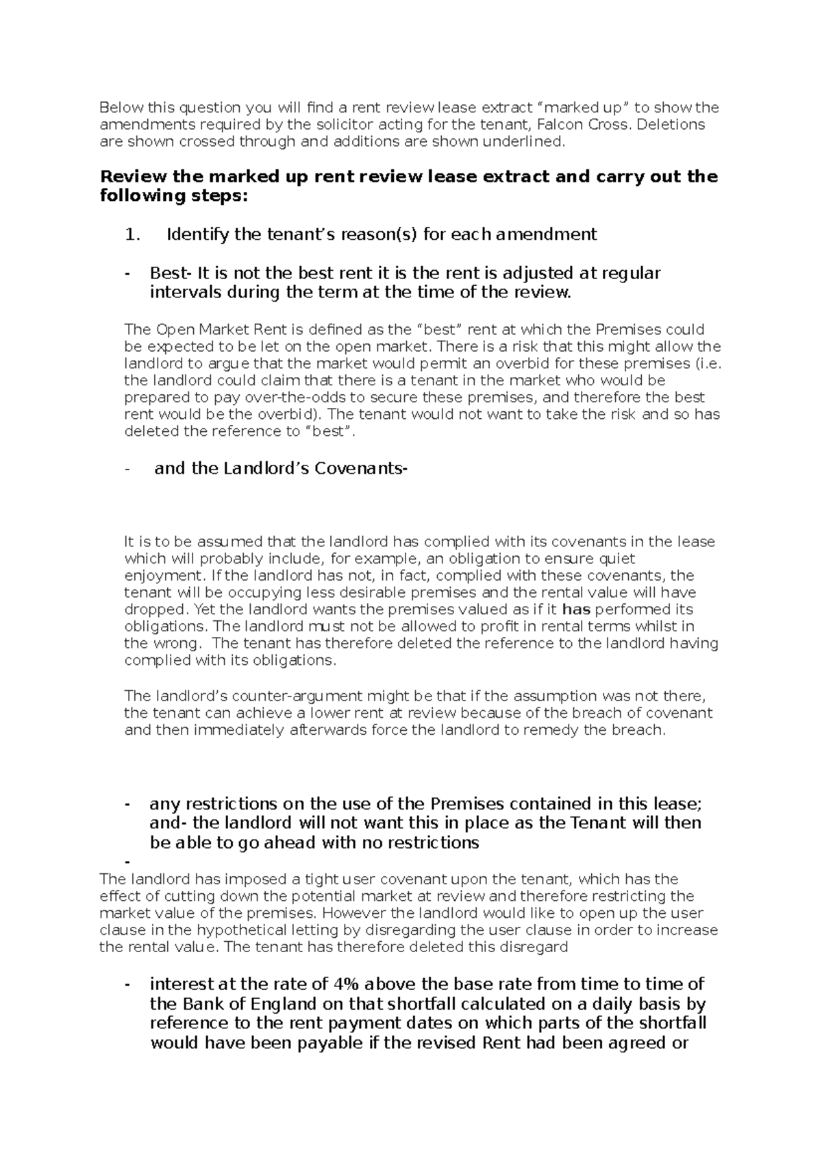 Activity 3 - Below this question you will find a rent review lease ...