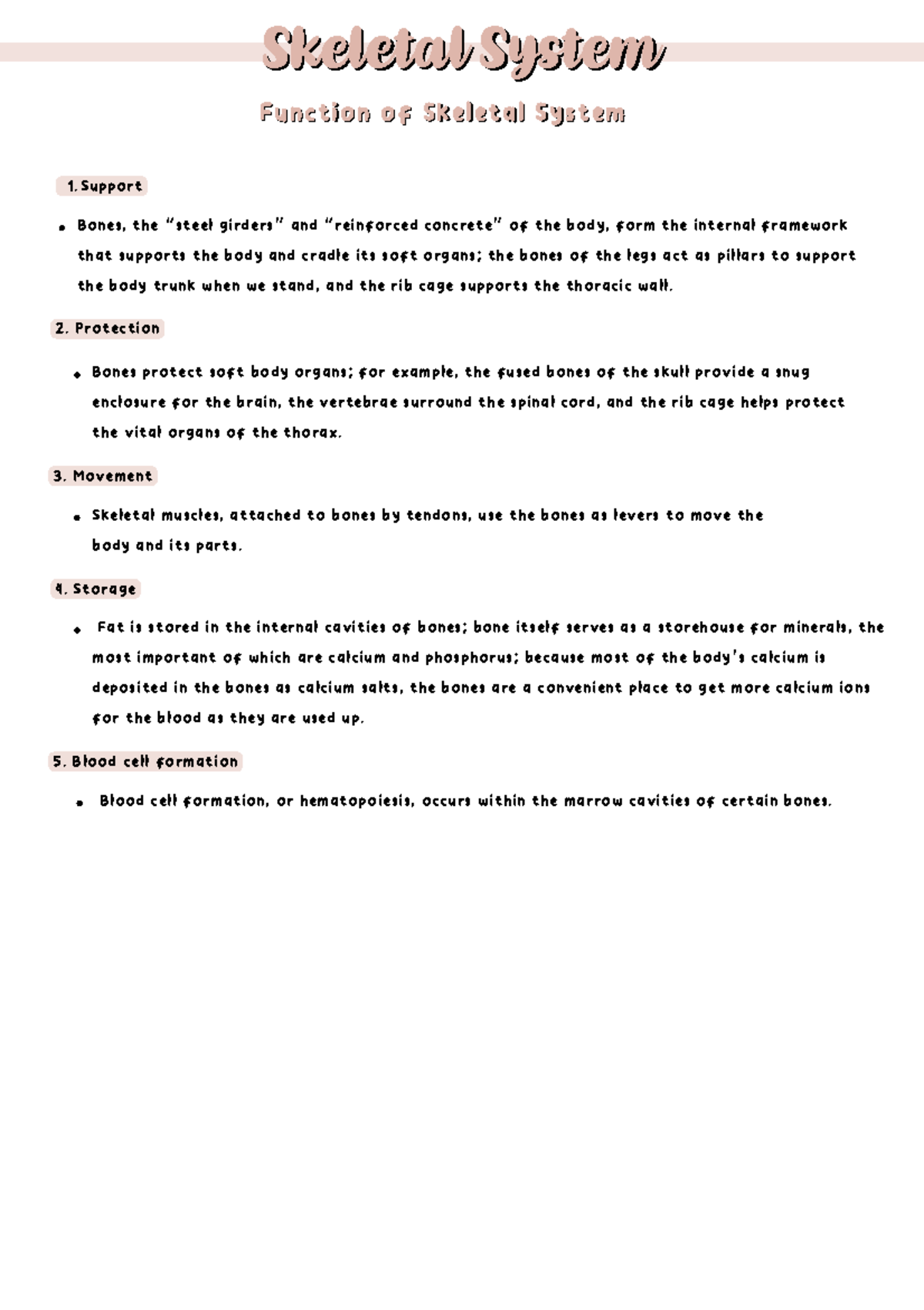 Skeletal system - Function of Skeletal SystemFunction of Skeletal ...