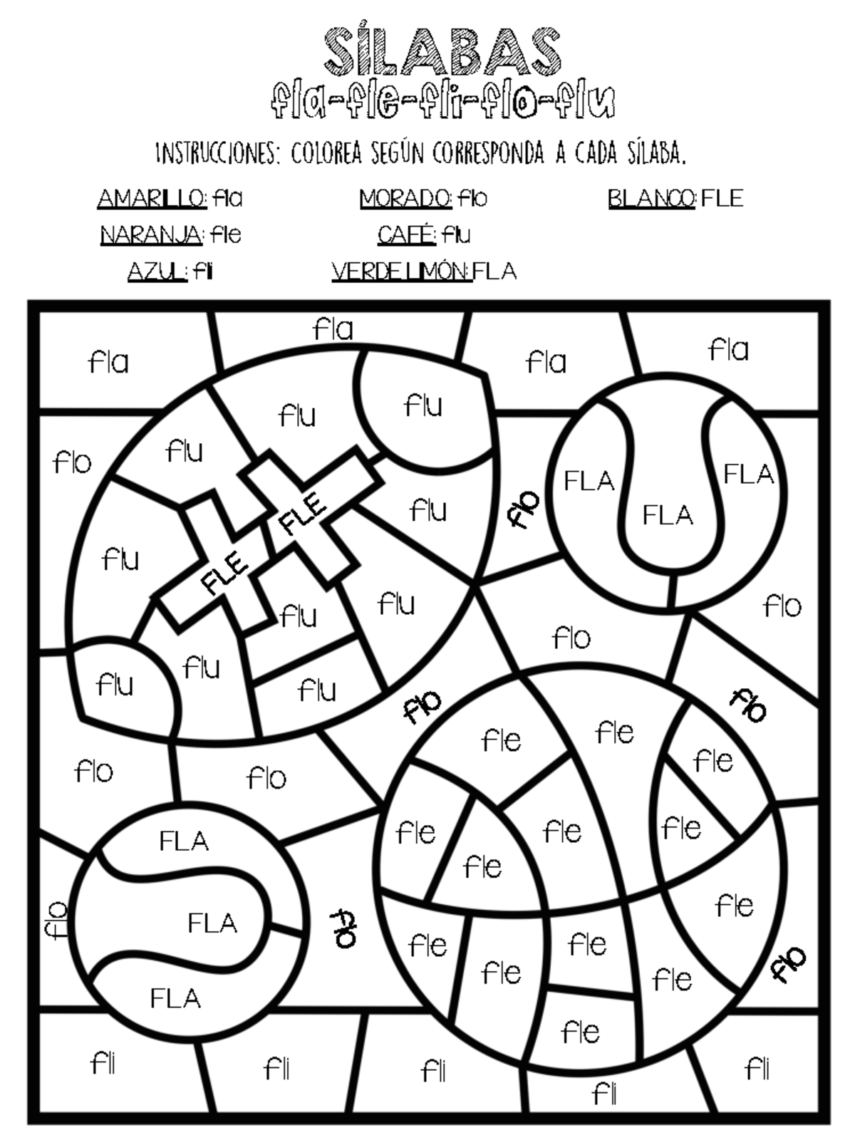 formas gramaticales - español - SÍLABAS Fla-Fle-Fli-Flo-Flu fli A M AR ...