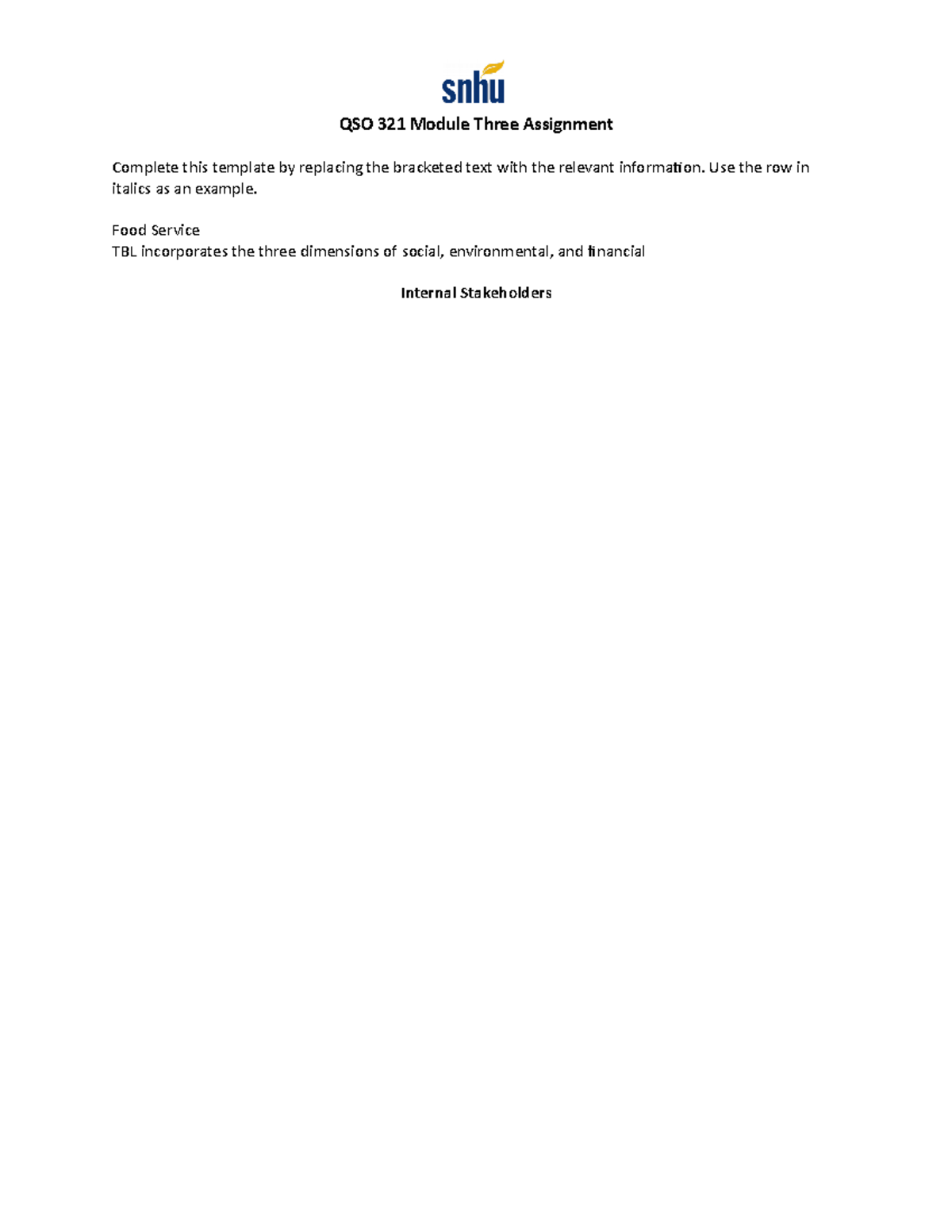 3 3 Assignment Stakeholder Roles And Responsibilities Qso 321 Module