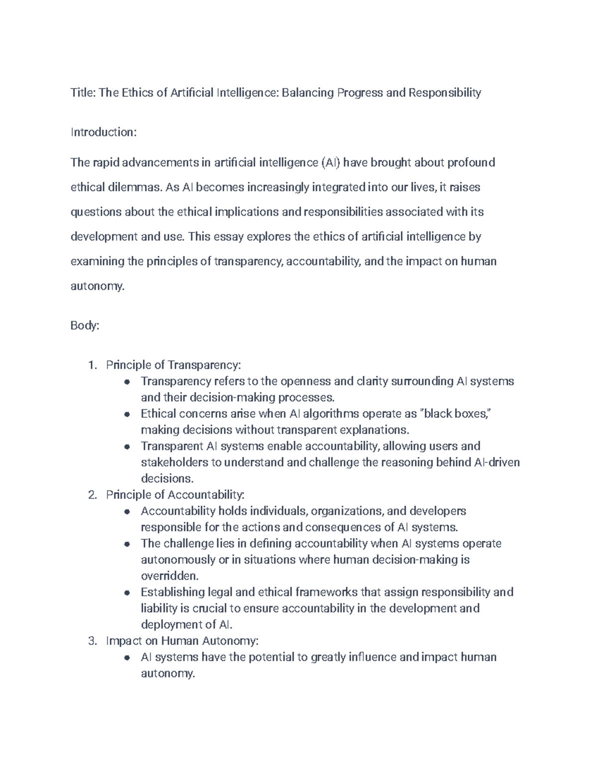 The Ethics of Artificial Intelligence Balancing Progress and ...