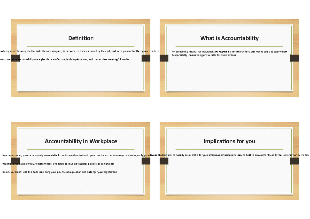 Accountability on Ethics - Definition to complete the tasks they are ...