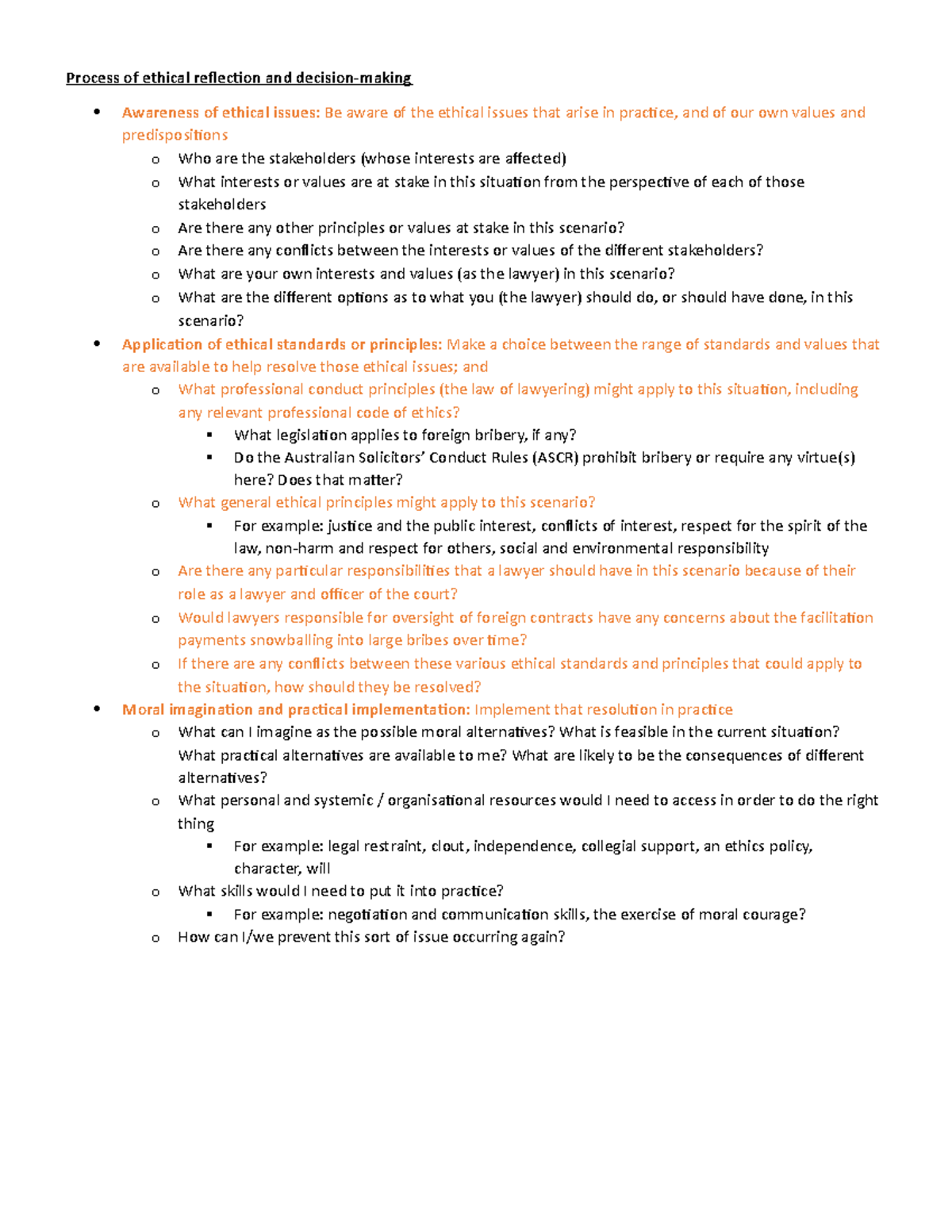 Week 1 - Lecture notes 1 - Process of ethical reflection and decision ...