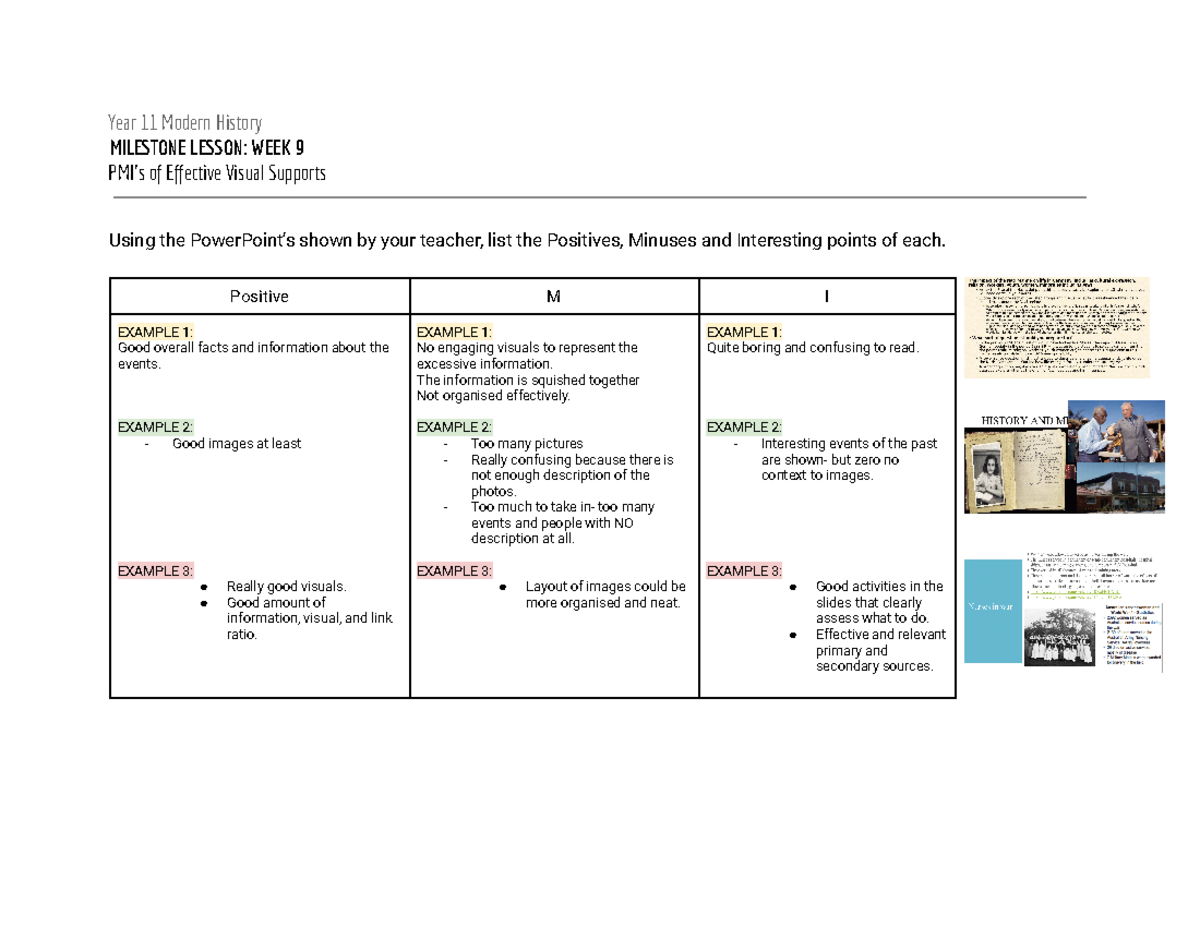Week 9 Milestone Lesson - Year 11 Modern History MILTONE LSON: WEEK 9 ...