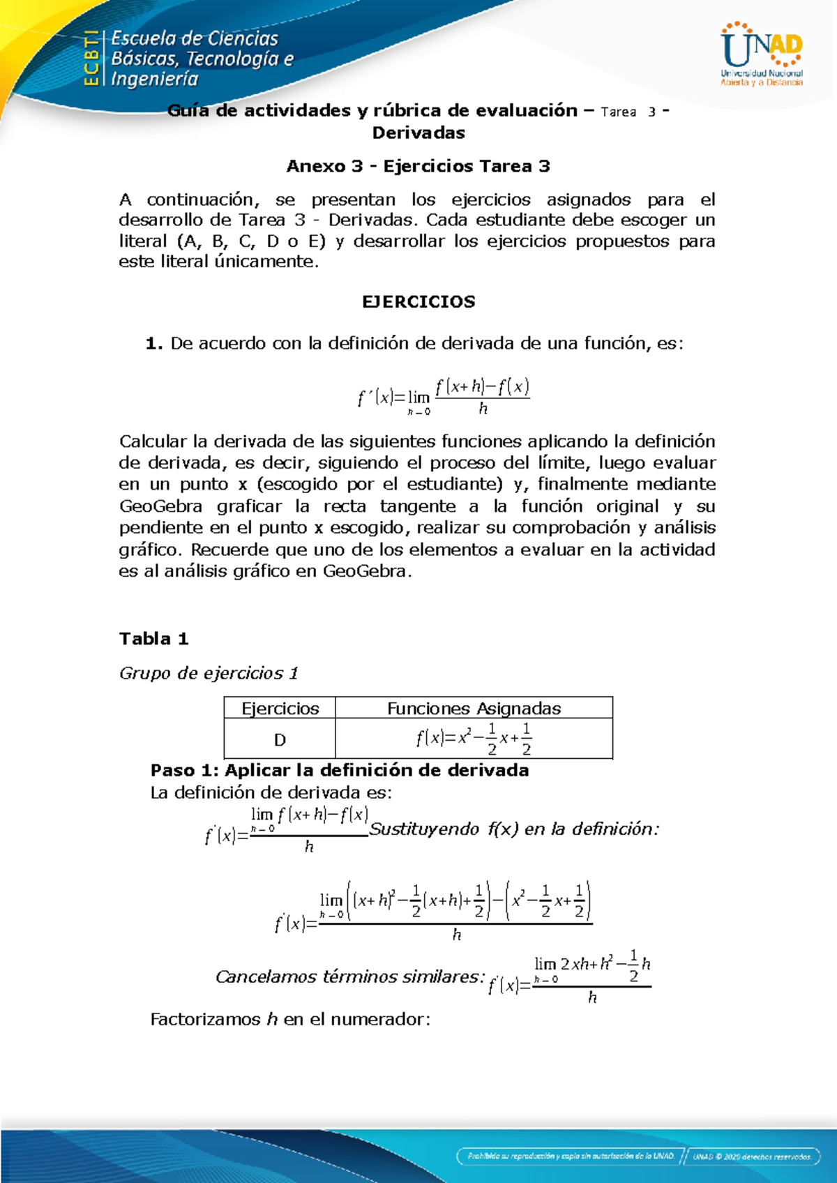 Anexo 3 - Ejercicio Tarea 3 - Guía de actividades y rúbrica de evaluación – Tarea 3 - Derivadas ...