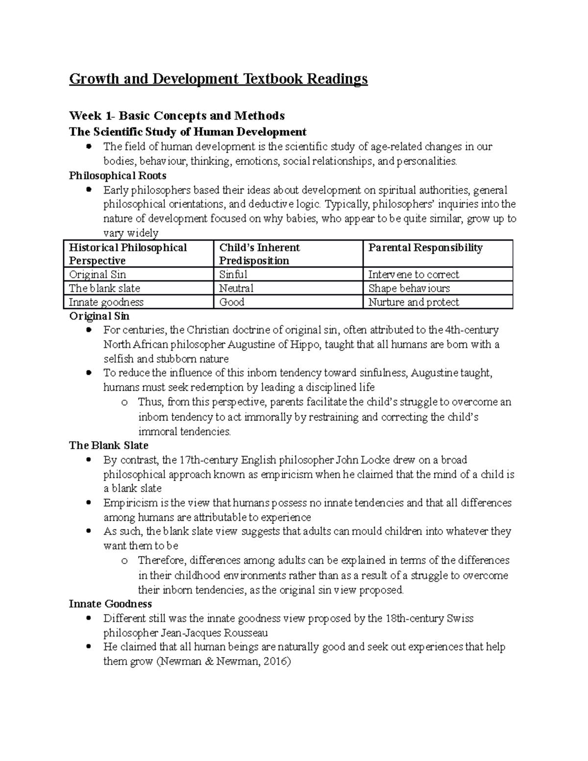 Growth and Development Textbook Readings - Philosophical Roots Early ...