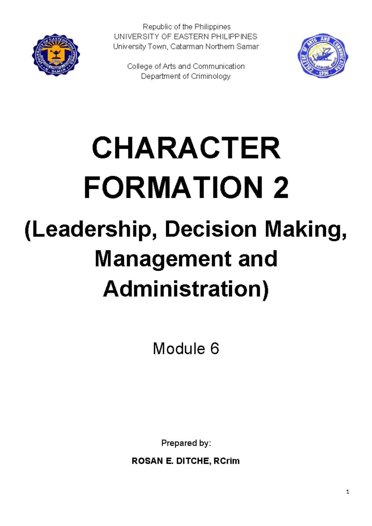 M6 IN CFLM - Module 6 in CFLM - Republic of the Philippines UNIVERSITY ...