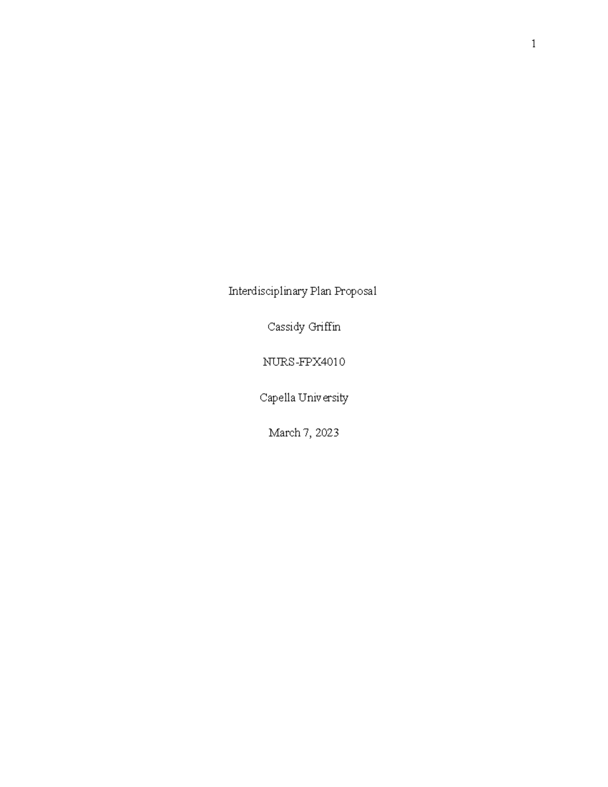 Interdisciplinary Plan Proposal - Interdisciplinary Plan Proposal ...