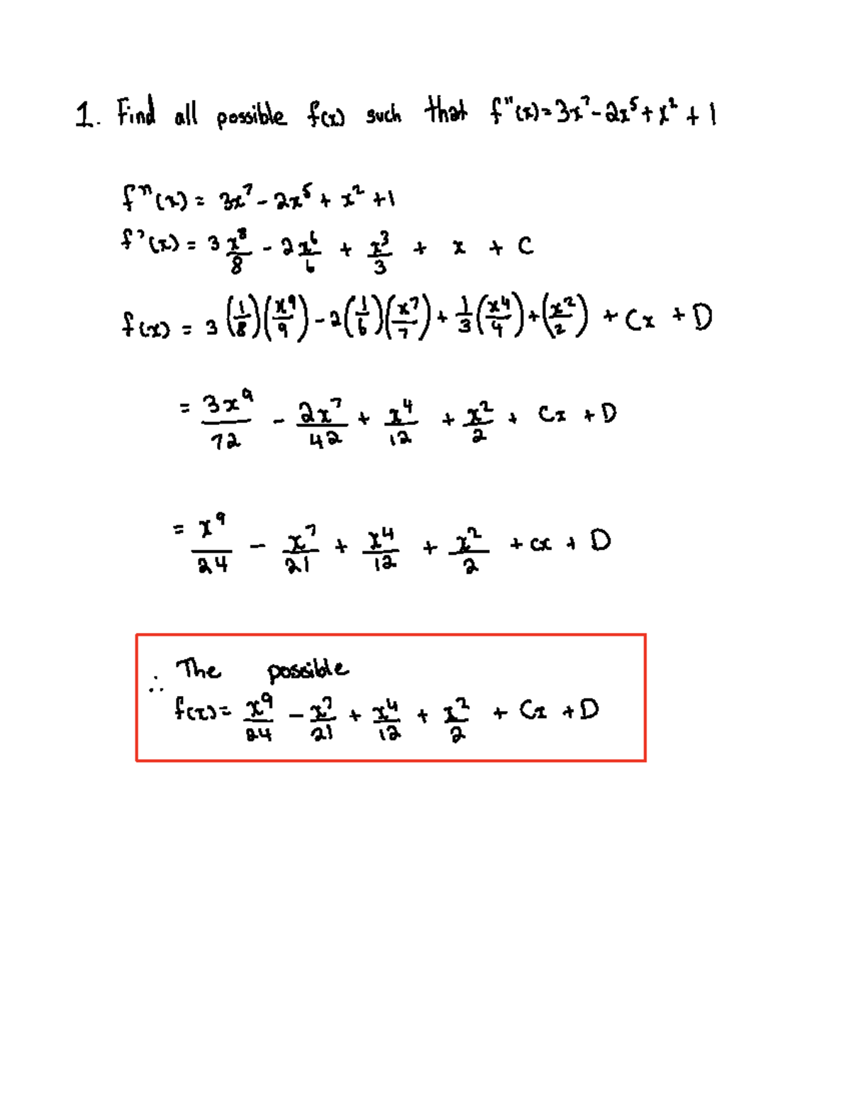 Calc 4 - 1 Find all possible fac such that f x 31 5 11 t 1 f x 3,7 275 ...