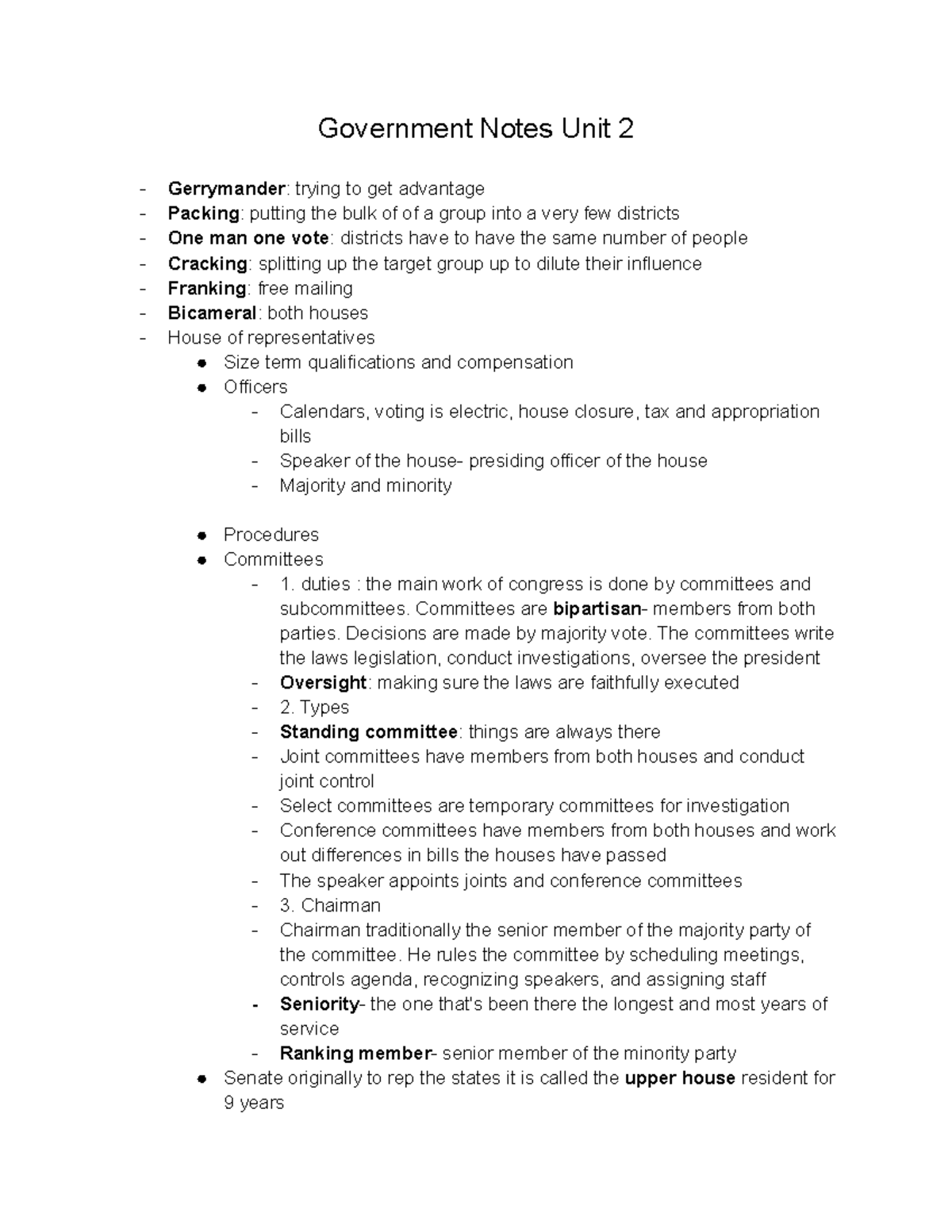 Government unit 2 lecture notes - Government Notes Unit 2 Gerrymander ...