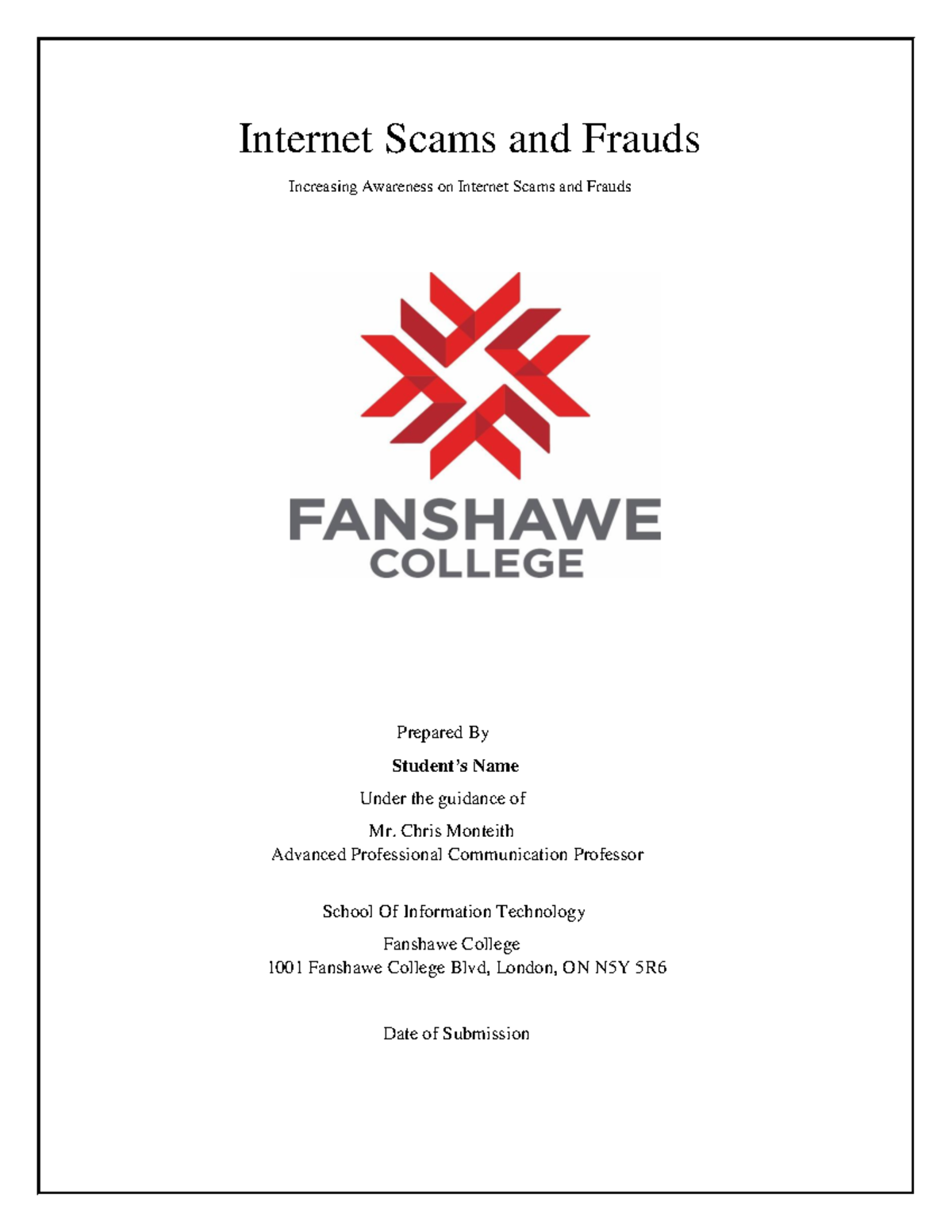 Sample Student Paper - Internet Scams and Frauds Increasing Awareness ...