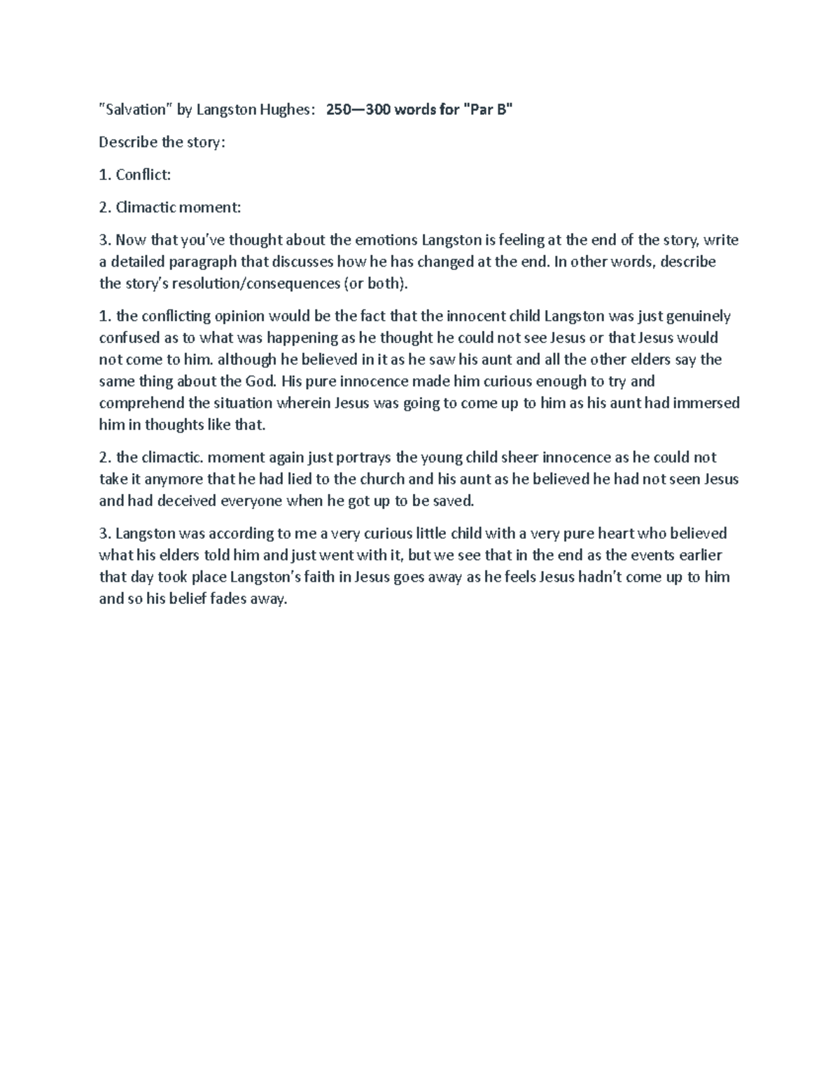 Salvation by Langston Hughes story - "Salvation" by Langston Hughes ...