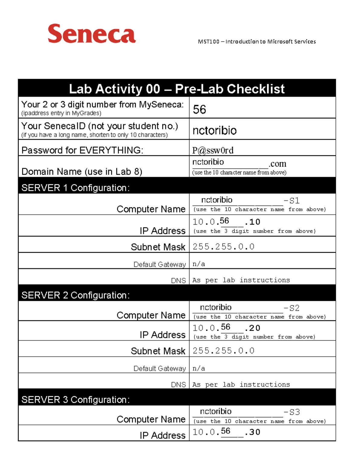 MST100 - Pre-Lab Checklist - WIN310 - Seneca College - Studocu