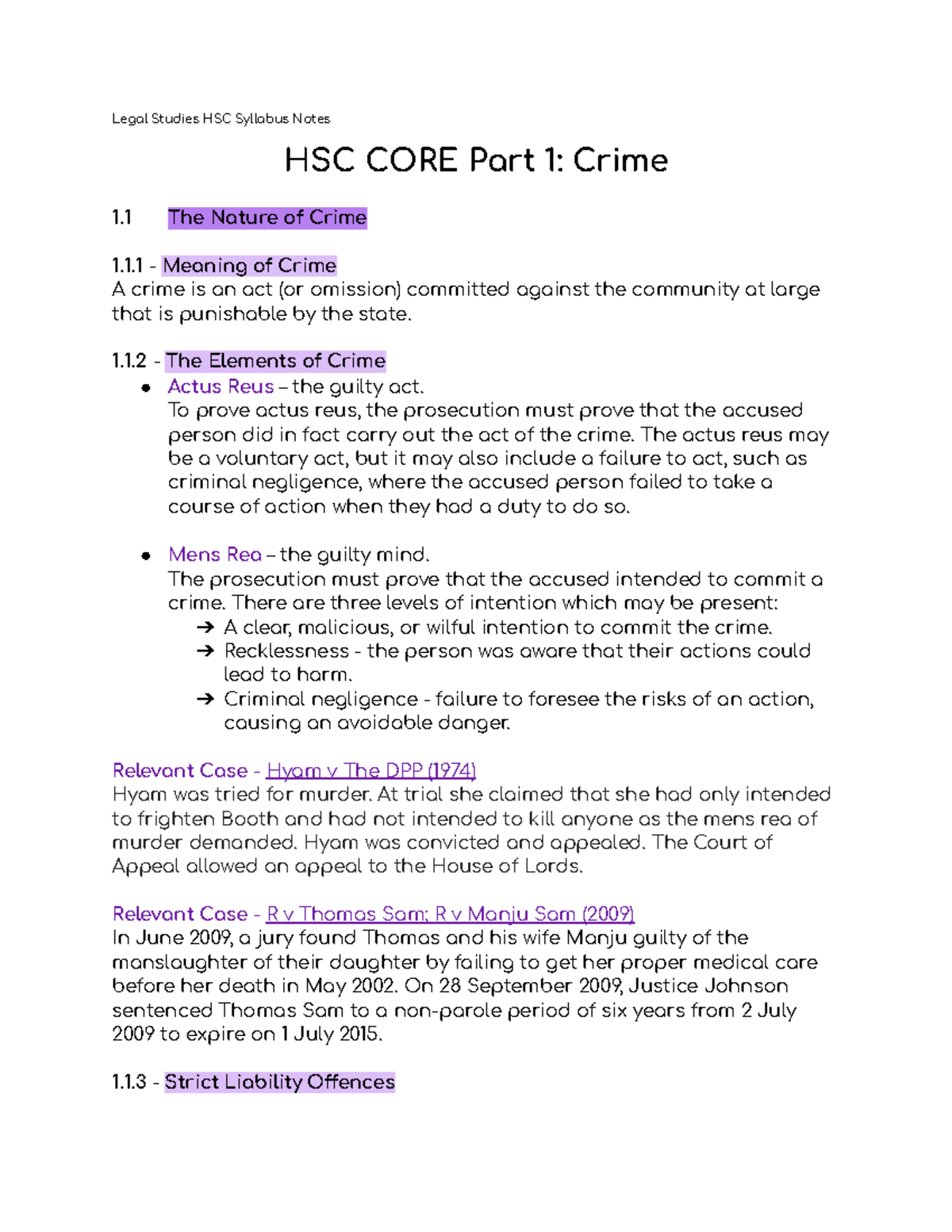 Legal Studies HSC Crime Syllabus Notes - Legal Studies HSC Syllabus ...