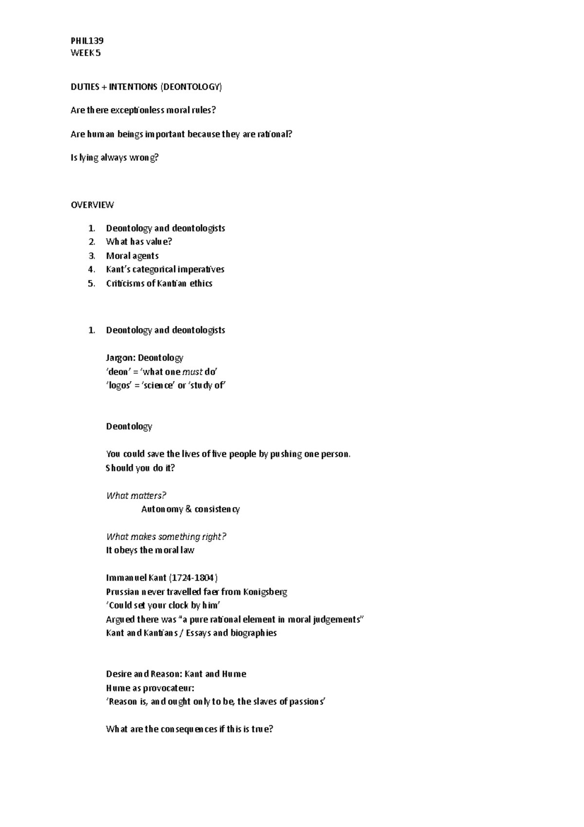 Duties and intentions copy - WEEK 5 DUTIES + INTENTIONS (DEONTOLOGY ...