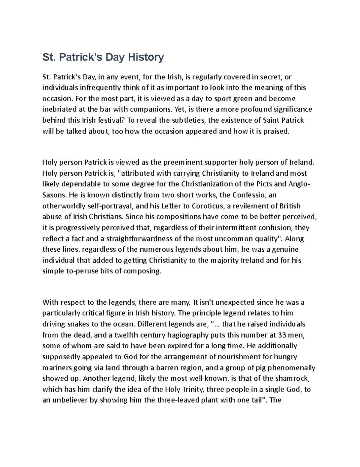 Article 28 - basic of English essay - St. Patrick’s Day History St ...