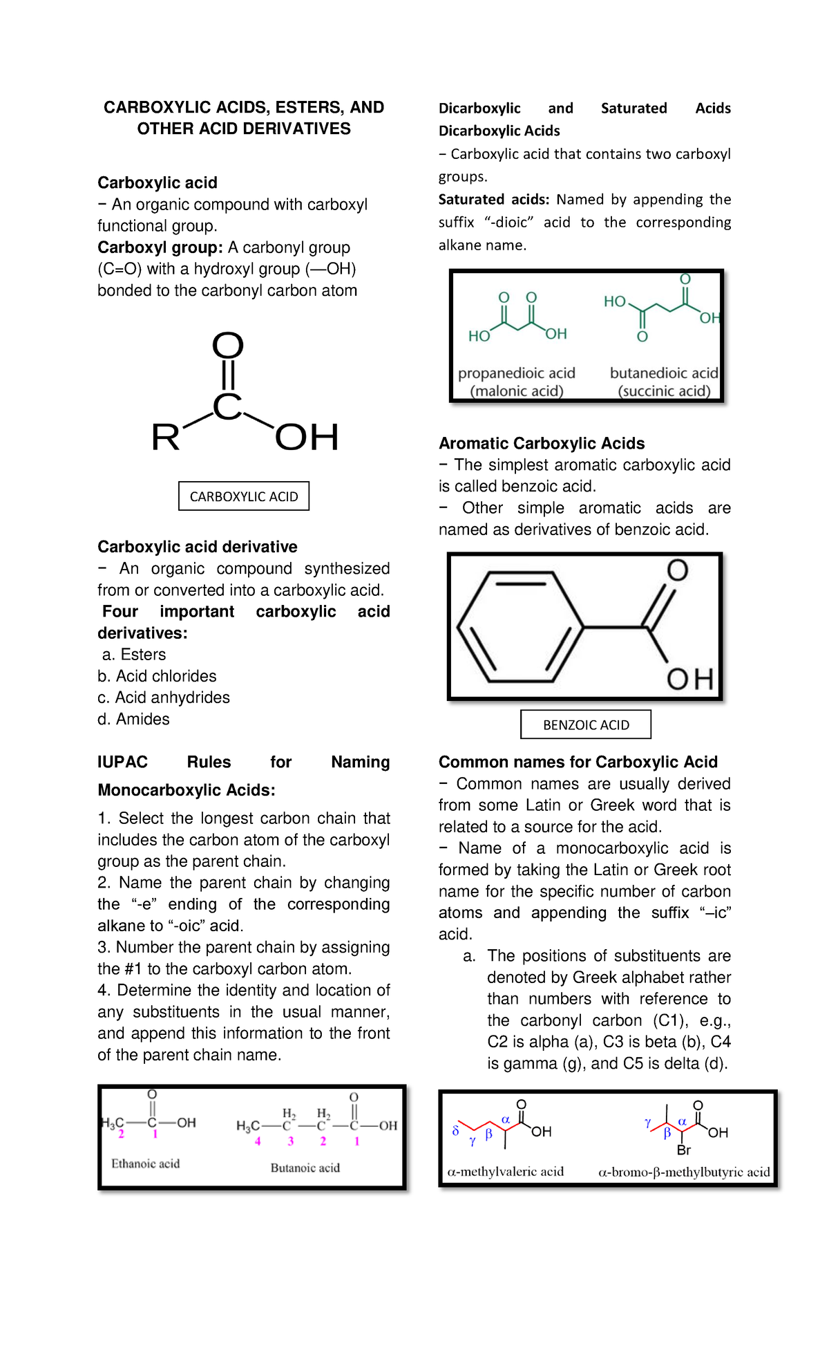 Carboxylic Acids Esters & Other Derivatives - CARBOXYLIC ACIDS, ESTERS ...