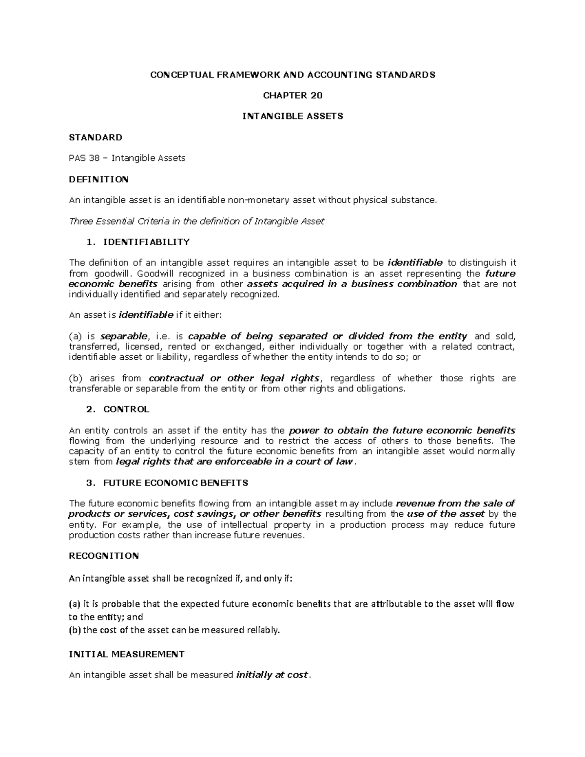 Chapter 20 - Intangible Assets - CONCEPTUAL FRAMEWORK AND ACCOUNTING ...