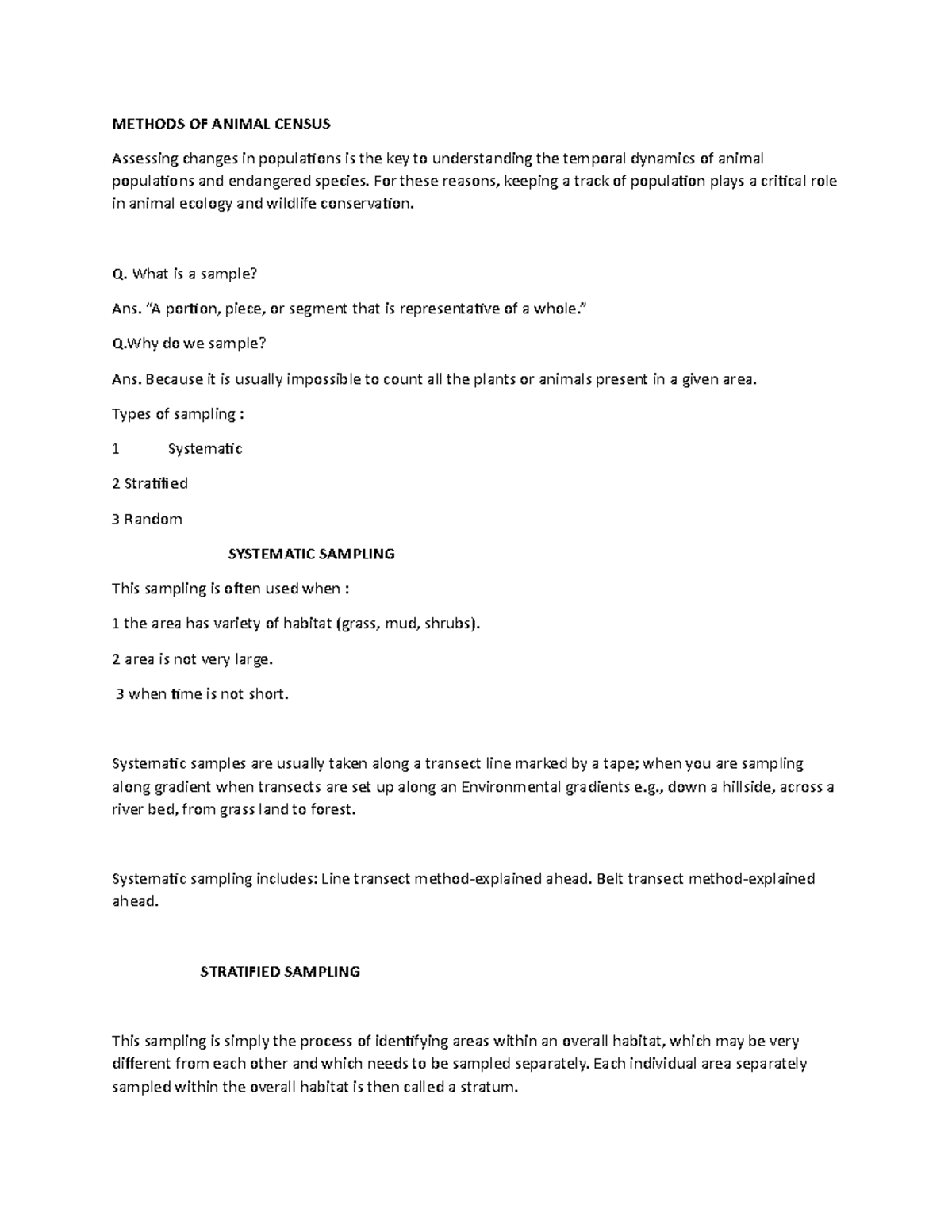 1 Methods of animal census - METHODS OF ANIMAL CENSUS Assessing changes ...