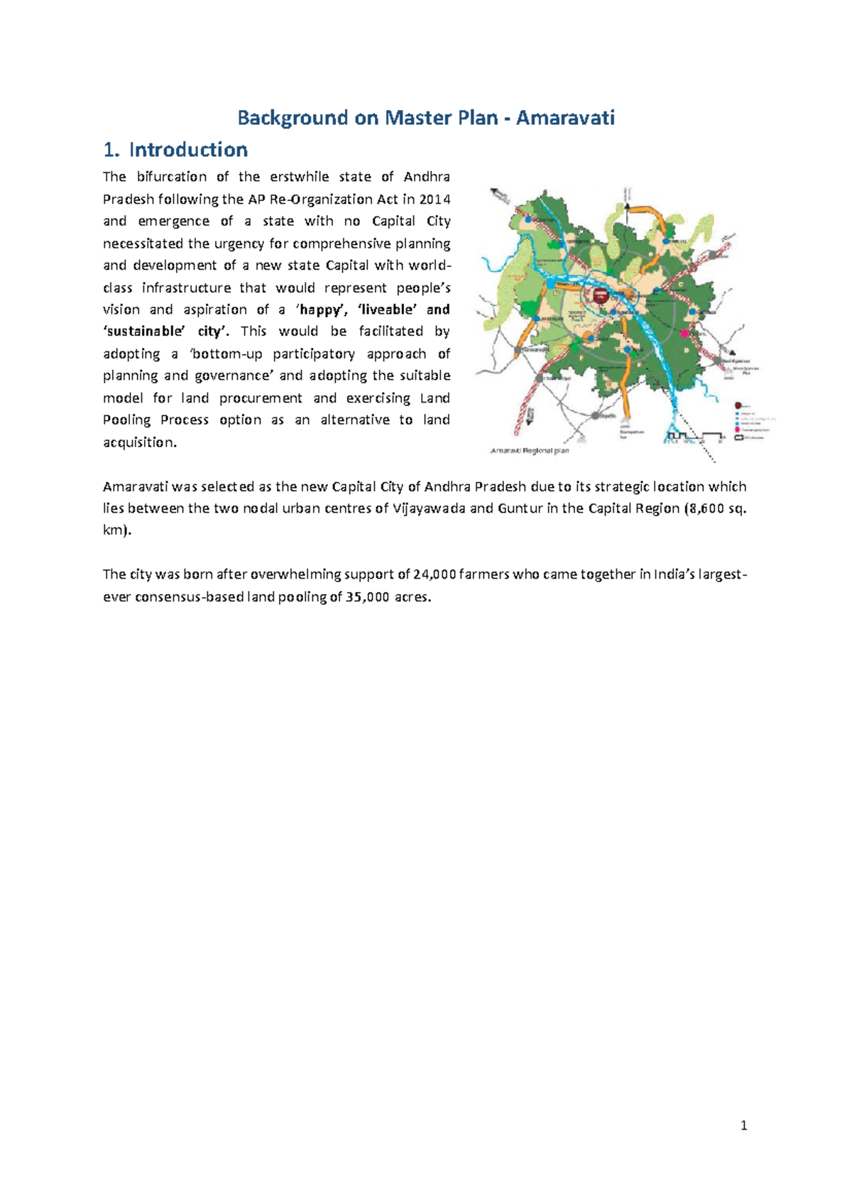 clear description on proposed amaravati plan and detailed - Background ...