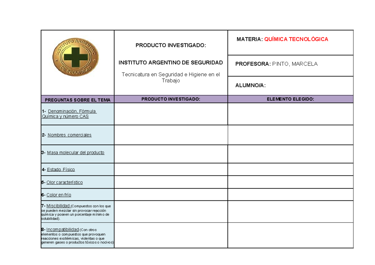 TP - Formato general - RESUMEN - PRODUCTO INVESTIGADO: INSTITUTO ARGENTINO DE SEGURIDAD ...