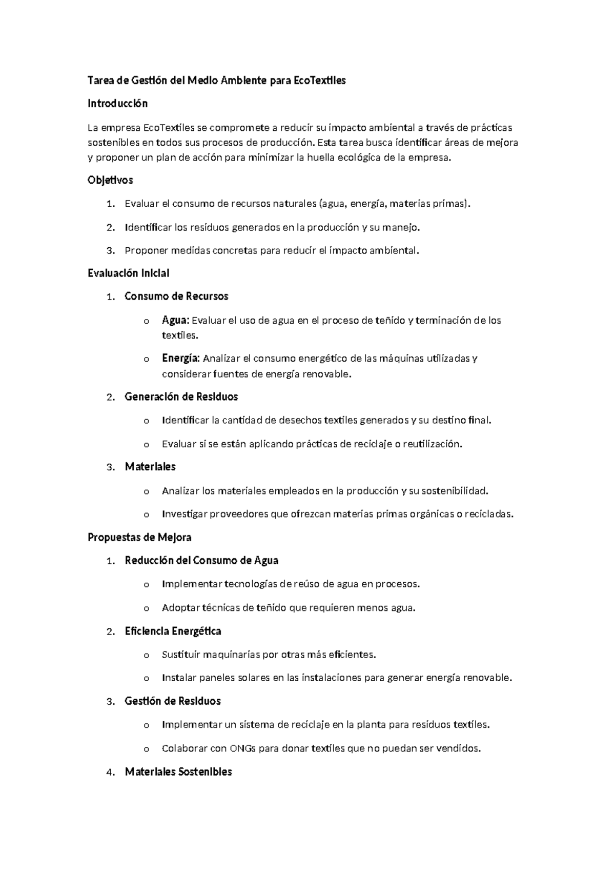 Tarea de gestion del medio ambiente - Tarea de Gestión del Medio ...