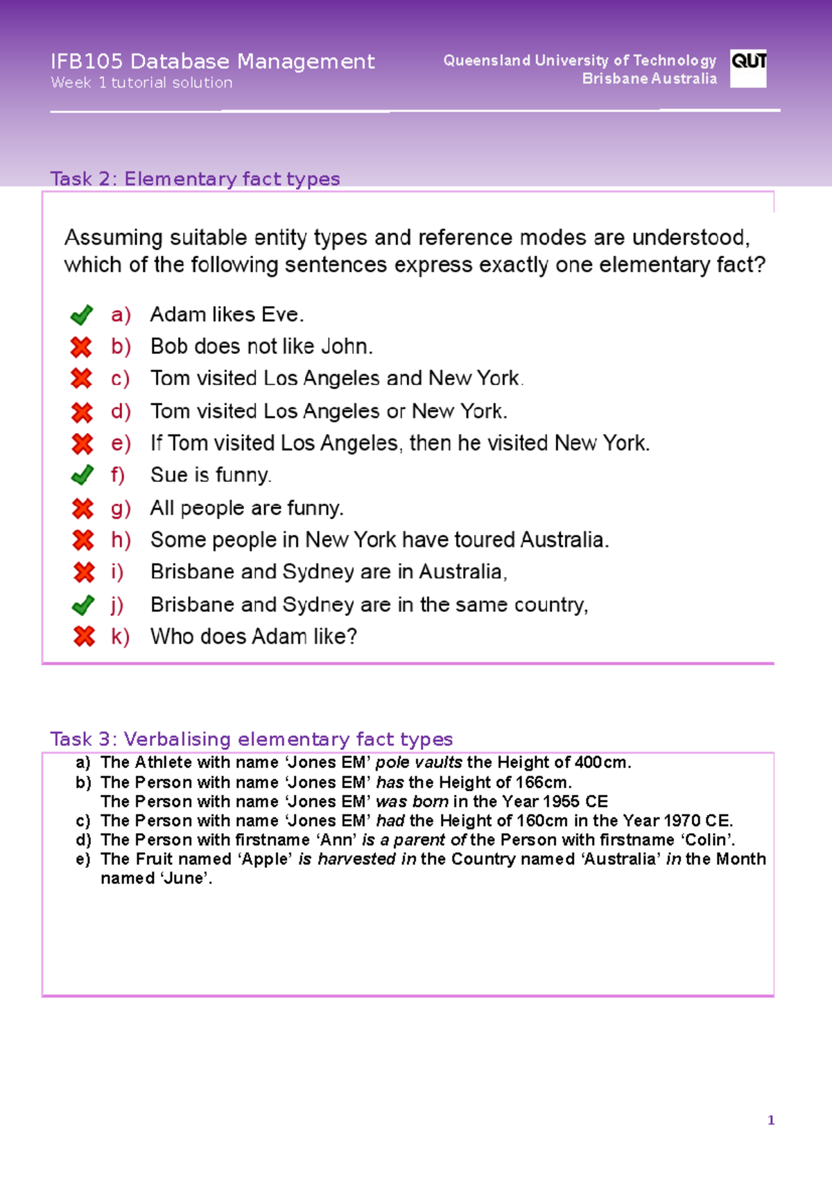 IFB105 week 2 tutorial worksheet solution ORM - IFB105 Database ...